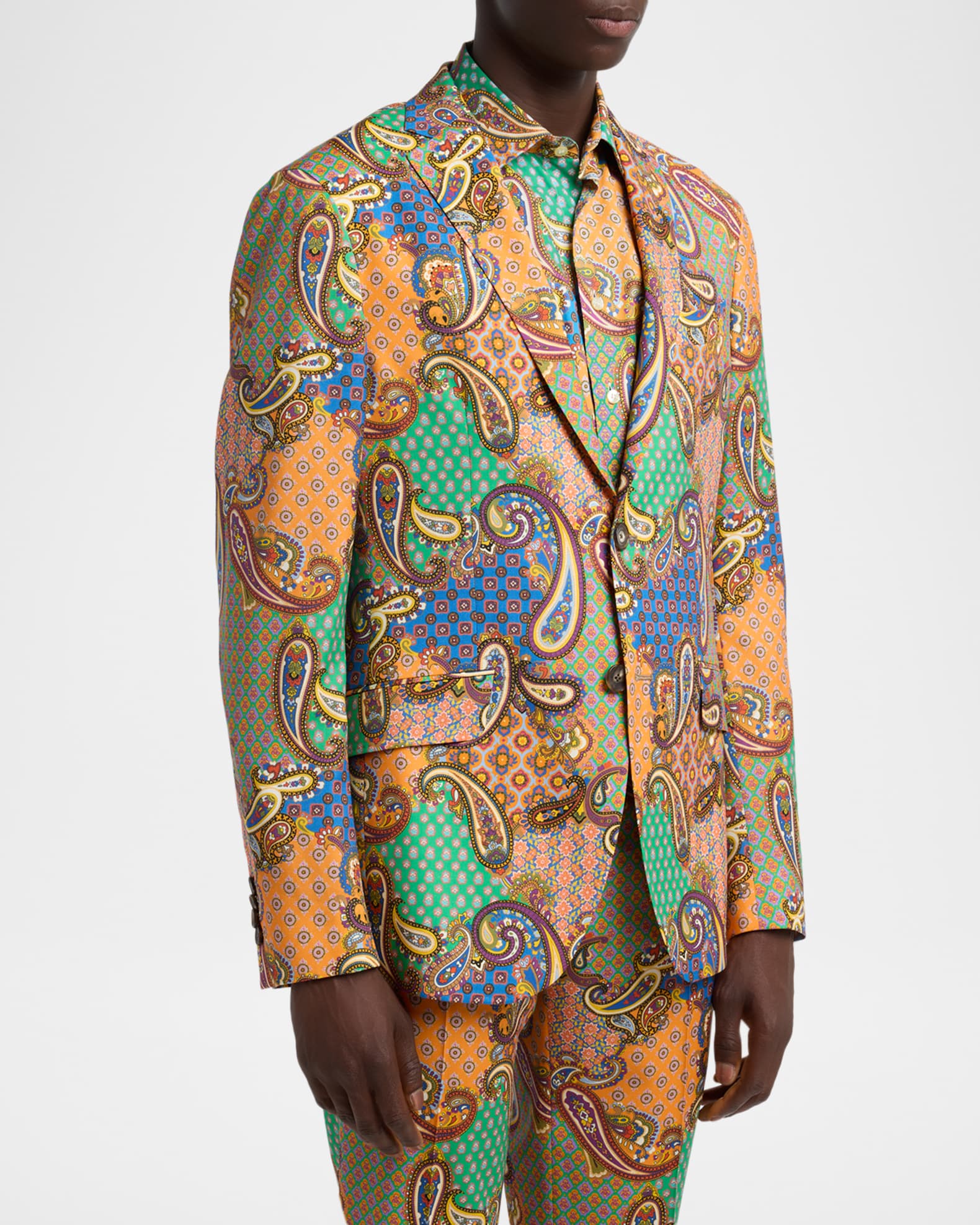 Etro Men's Wool Patchwork Single-Breasted Sport Jacket | Neiman Marcus