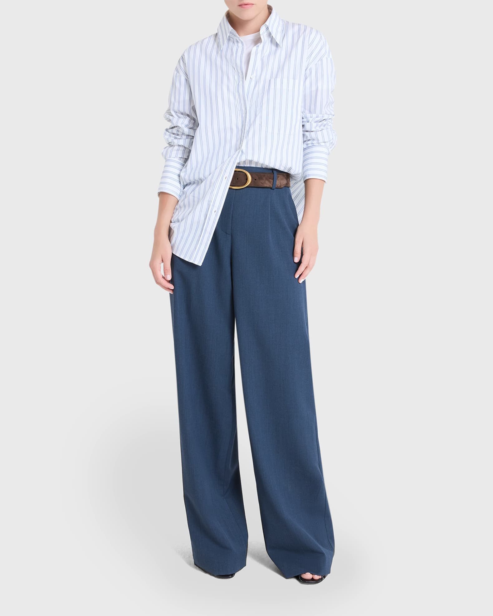 TWP Big Joe Striped Cotton Button-Front Shirt | Neiman Marcus