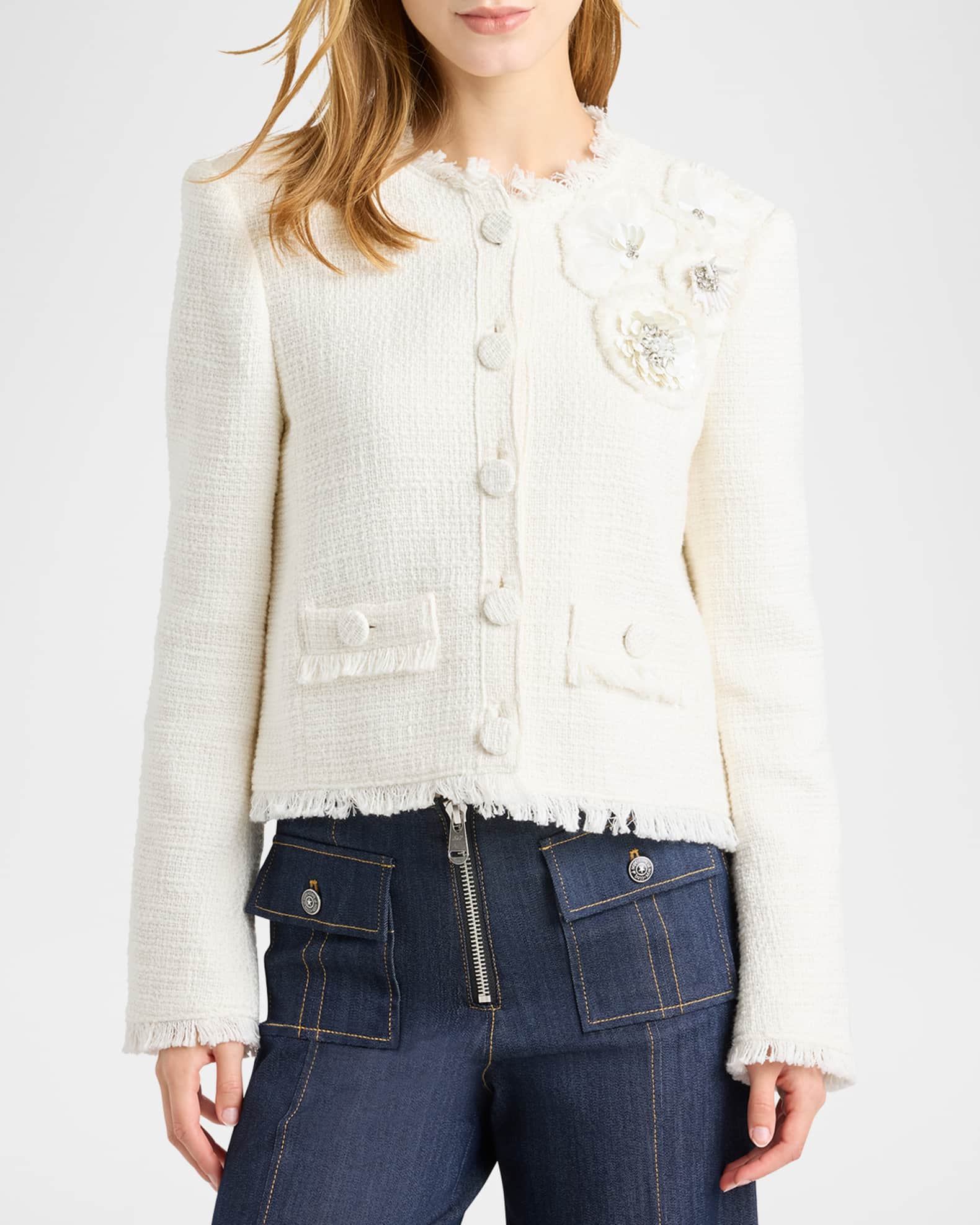 Cinq a Sept Christie Crunchy Flower Tweed Jacket | Neiman Marcus