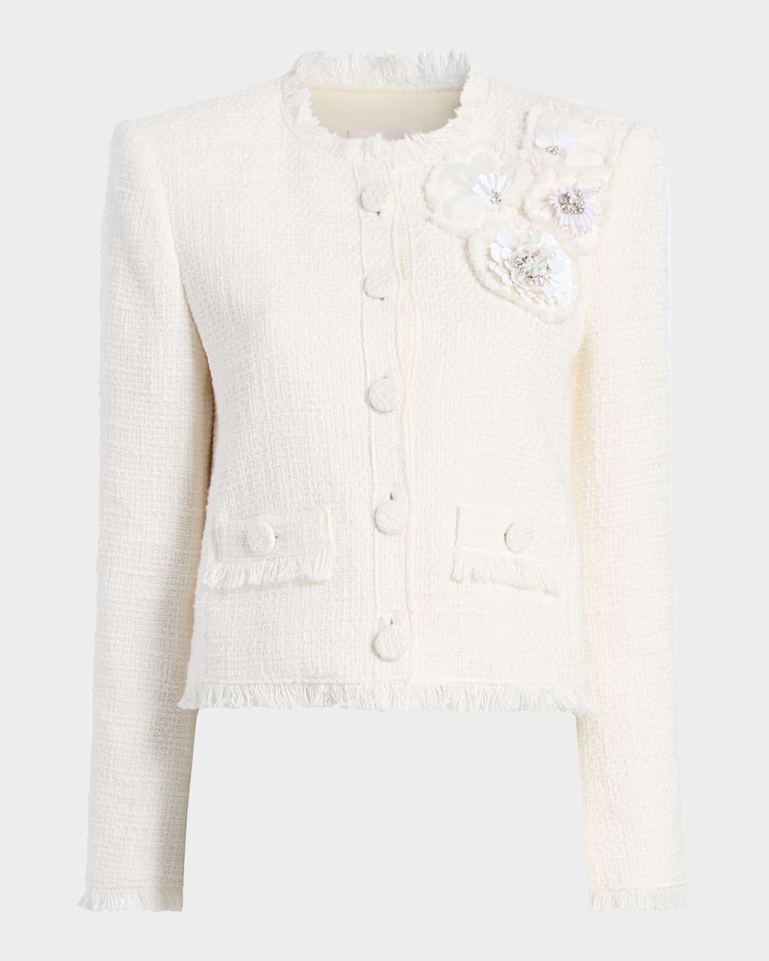 Cinq a Sept Christie Crunchy Flower Tweed Jacket | Neiman Marcus