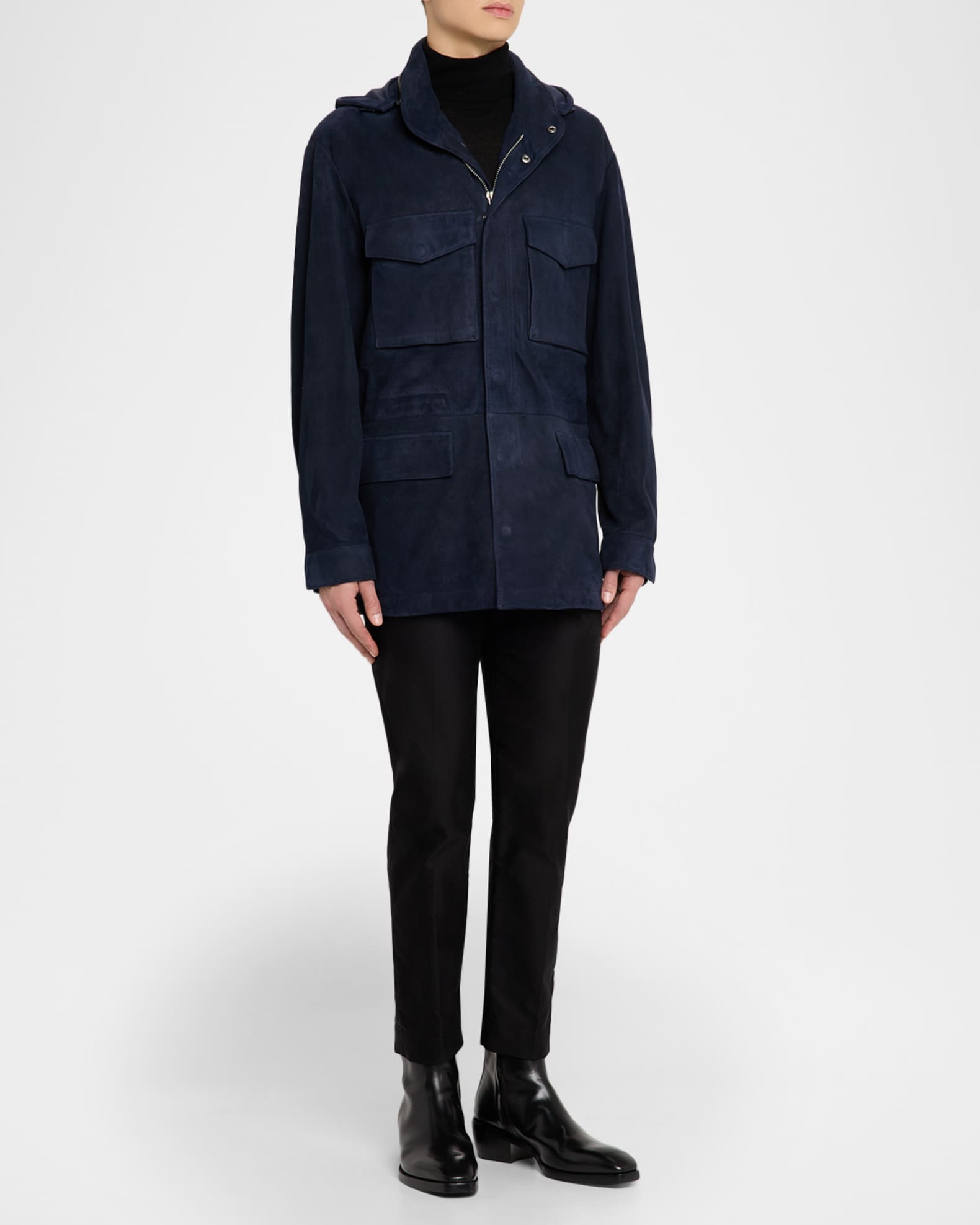 TOM FORD Men's Suede Hooded Field Jacket | Neiman Marcus