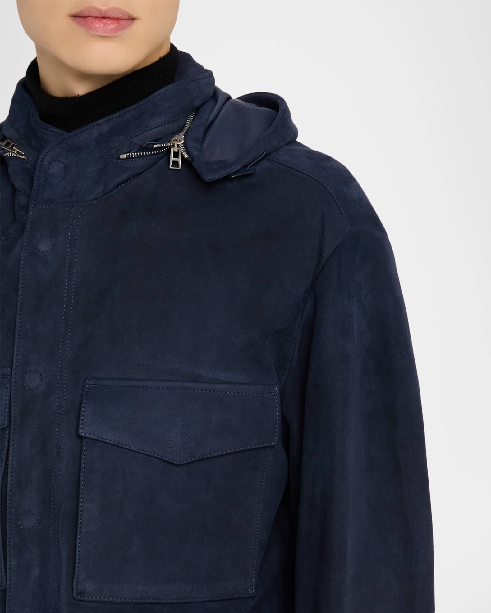 TOM FORD Men's Suede Hooded Field Jacket | Neiman Marcus