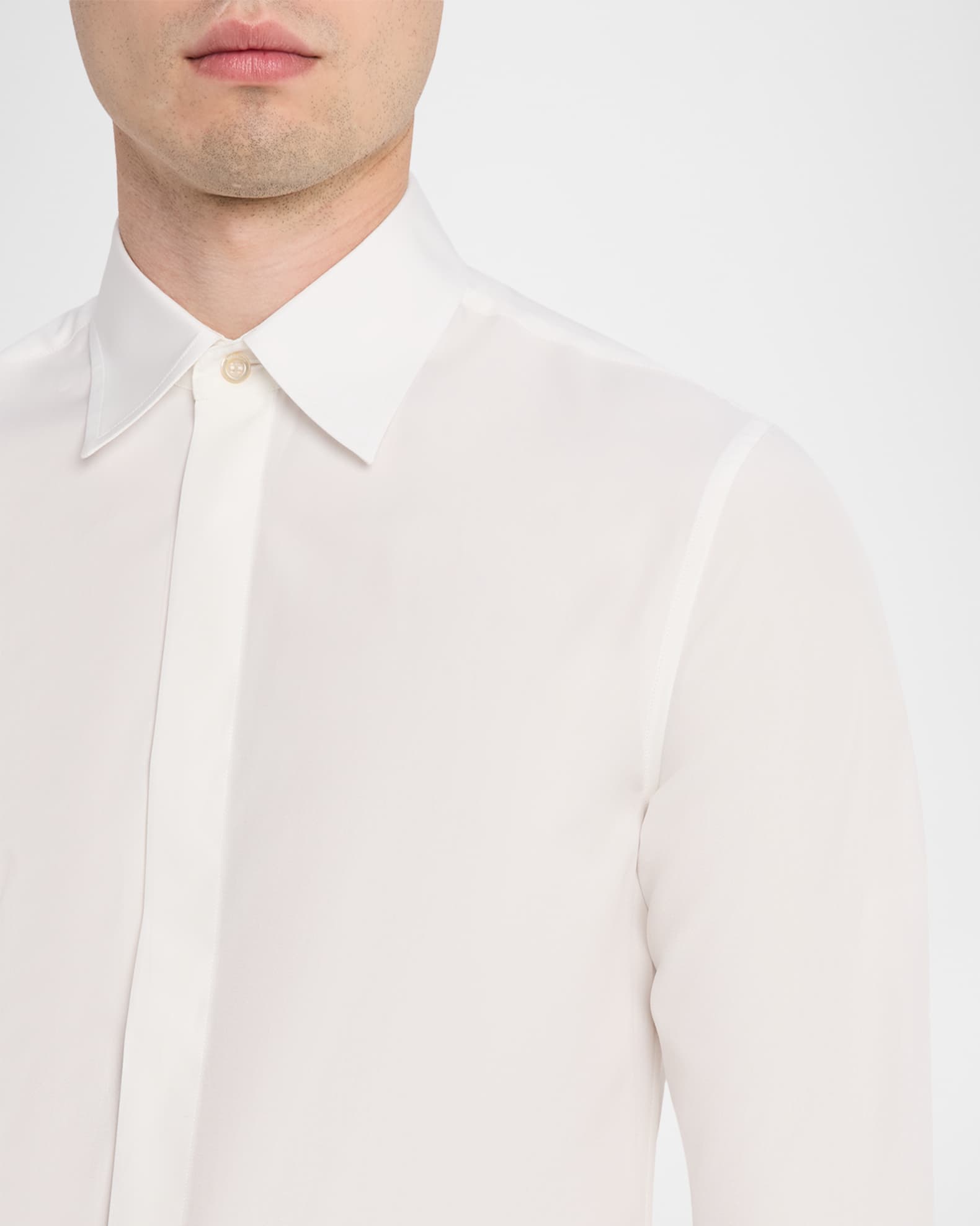 Valentino Garavani Men's Solid Cotton Hidden-Placket Sport Shirt ...