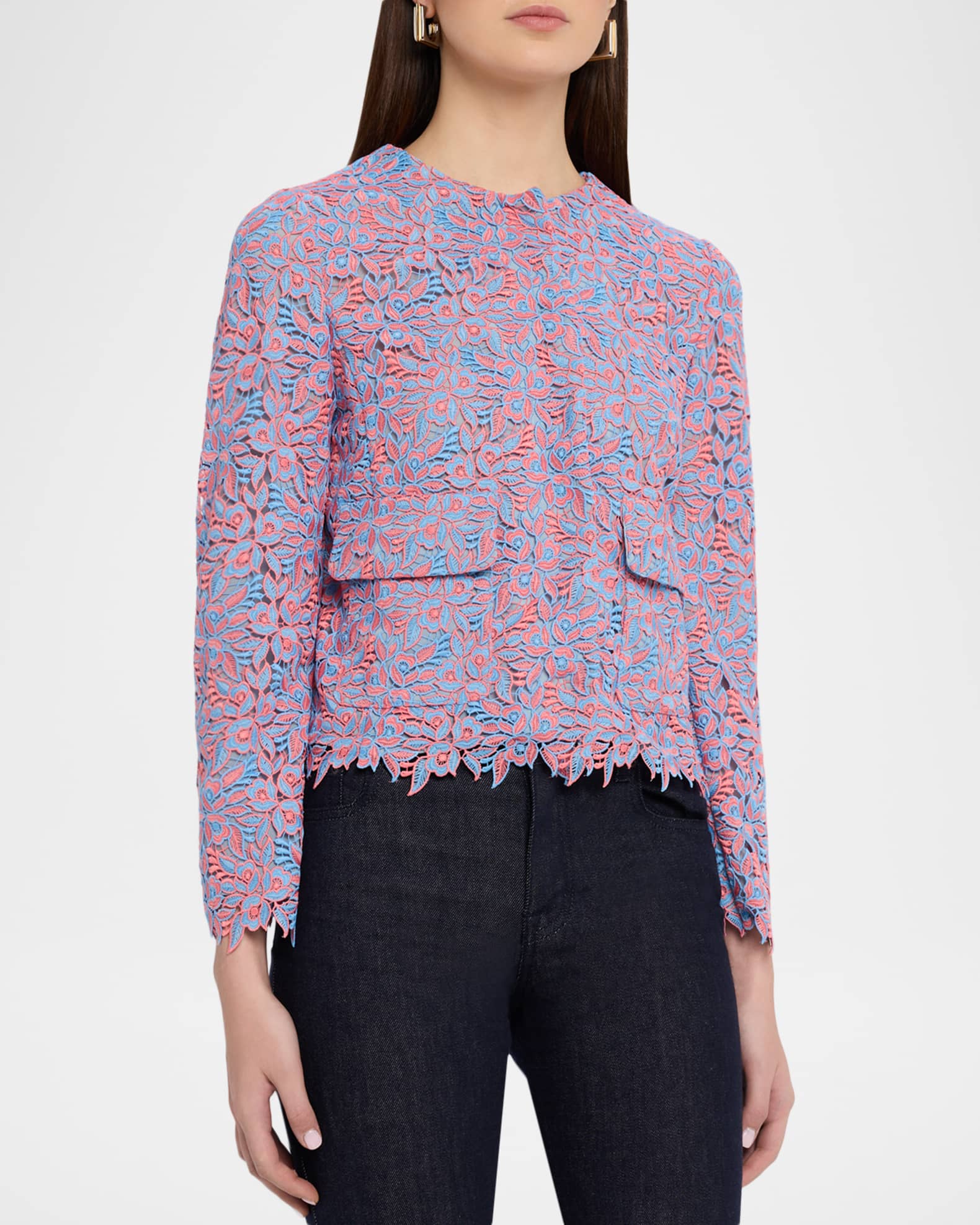 Etro Floral Macrame Crop Jacket | Neiman Marcus