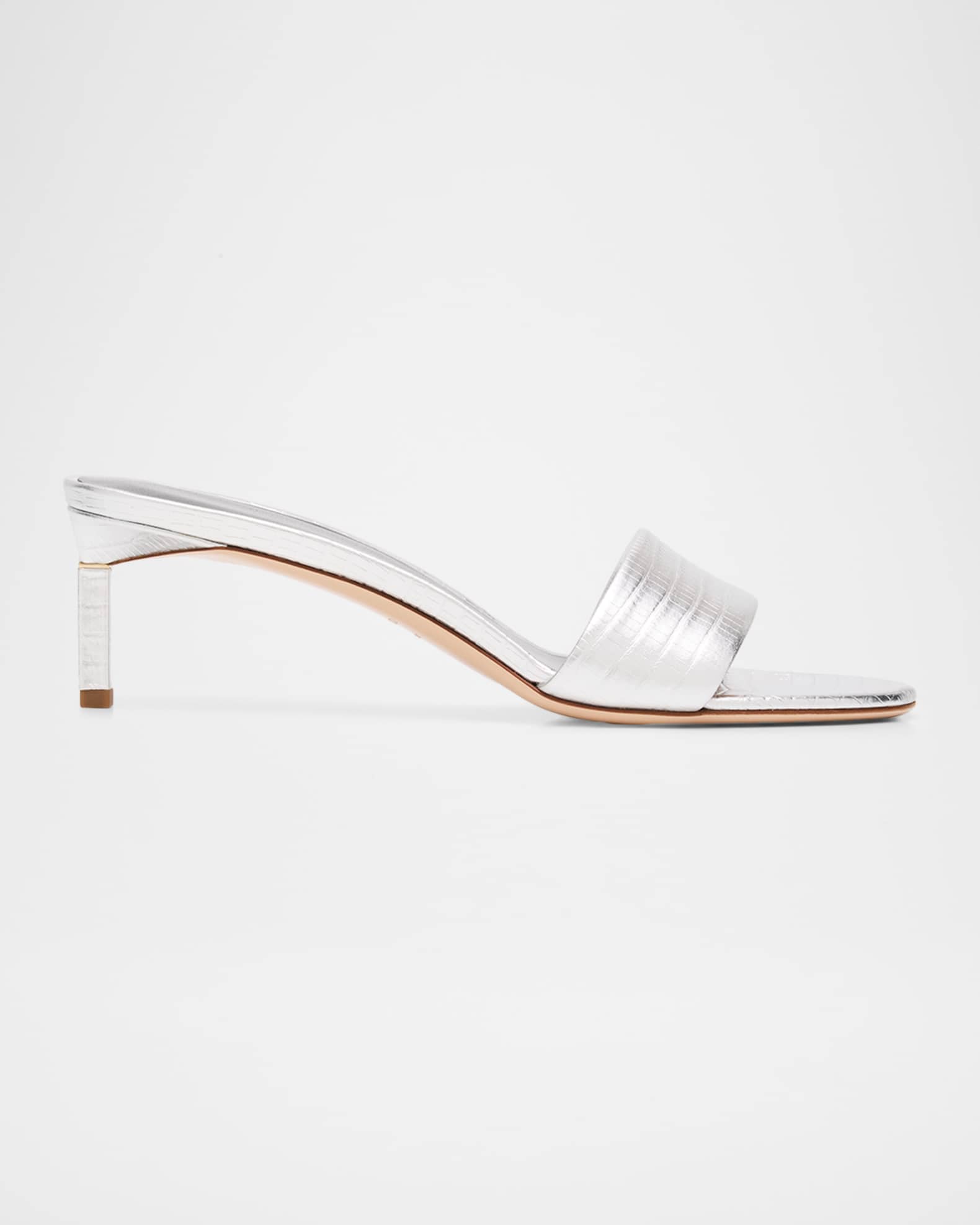 TOM FORD 55mm Embossed Metallic Leather Kitten-Heel Mules | Neiman Marcus