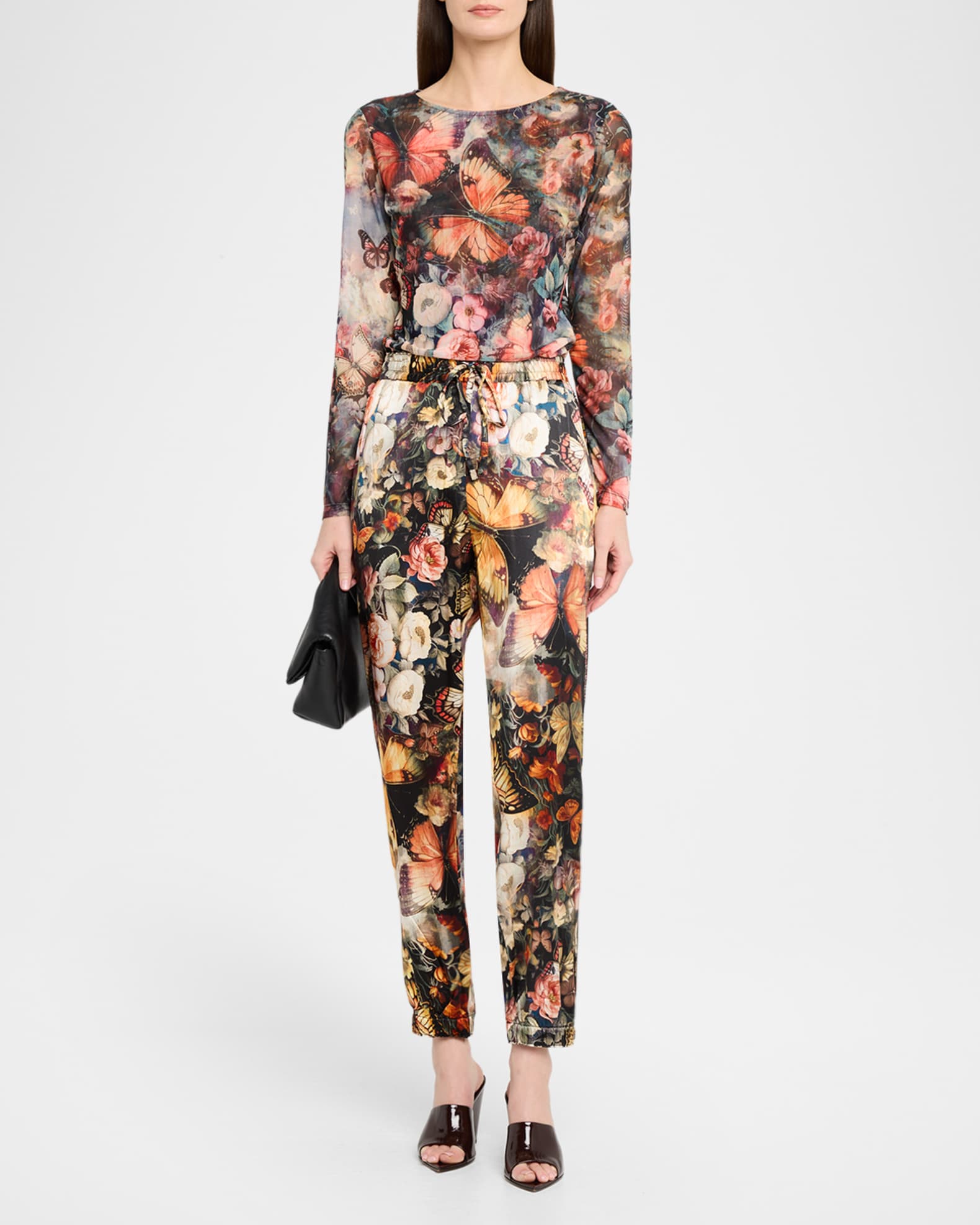 Johnny Was Floral-Print Mesh Top | Neiman Marcus