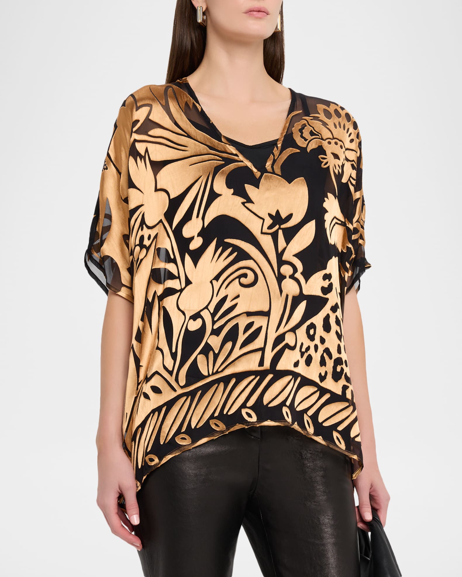 Johnny Was Croft Metallic Burnout Poncho | Neiman Marcus