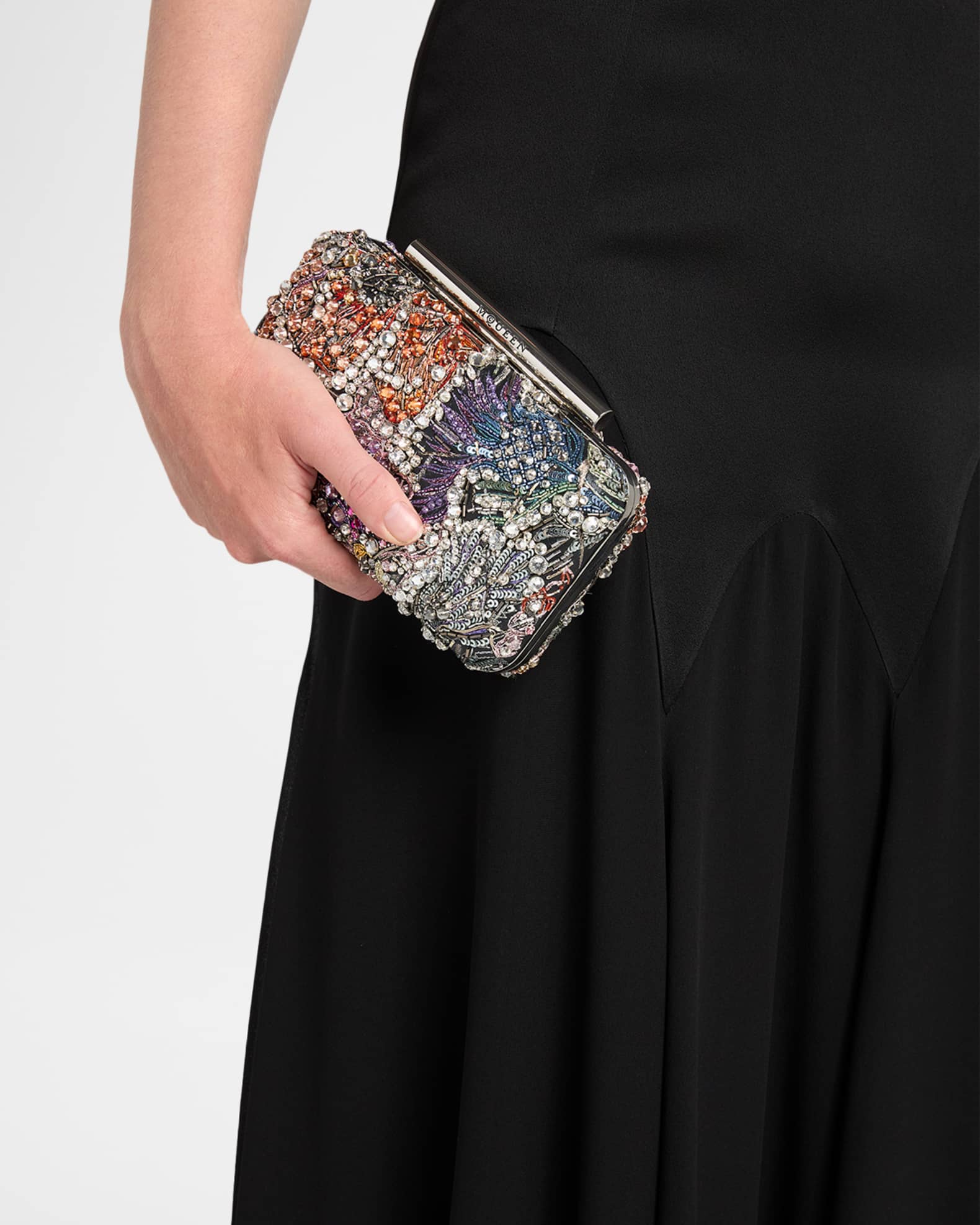 McQueen Bead & Crystal T-Bar Clutch Bag | Neiman Marcus