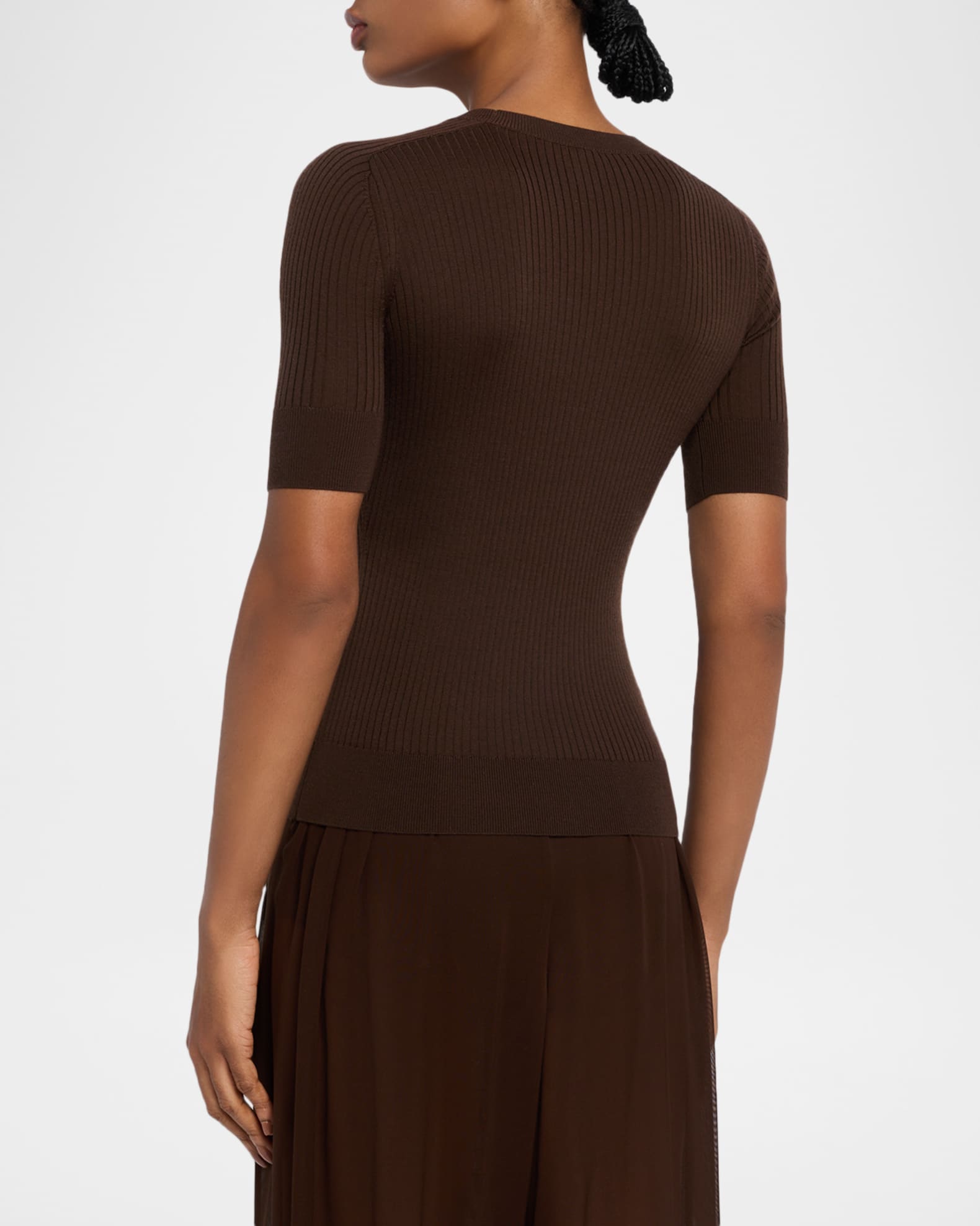 Michael Kors Collection Superfine Merino Short-Sleeved Knit Top ...