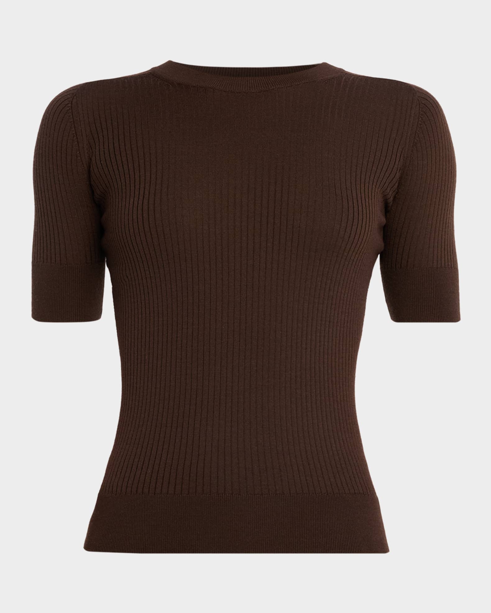 Michael Kors Collection Superfine Merino Short-Sleeved Knit Top ...