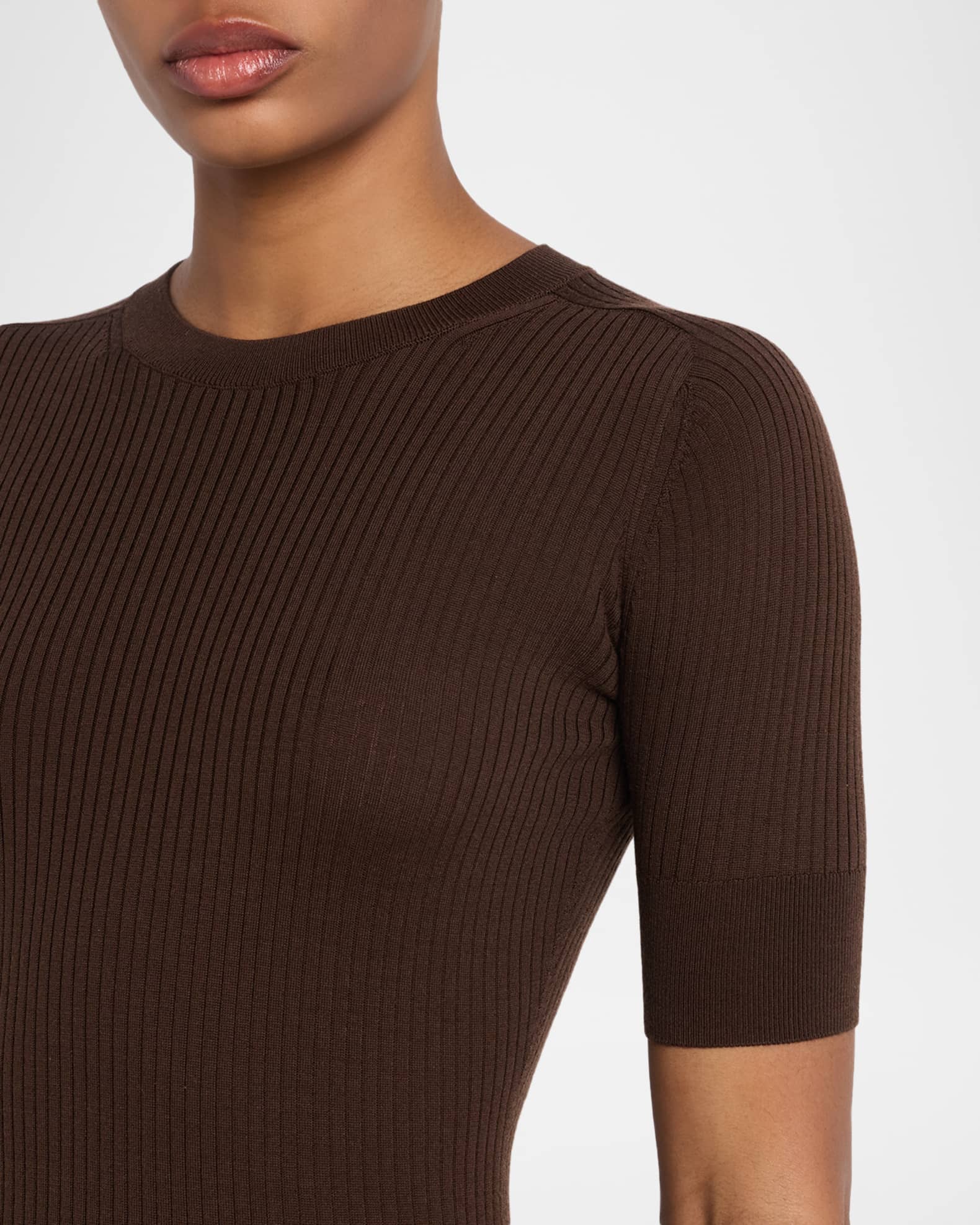 Michael Kors Collection Superfine Merino Short-Sleeved Knit Top ...