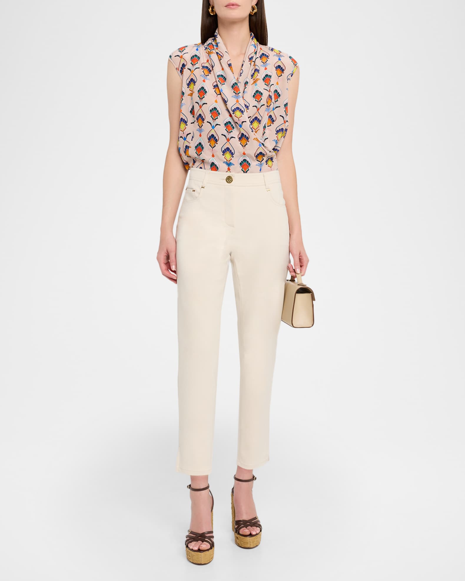 Maison Common Draped Abstract-Print Silk Blouse | Neiman Marcus