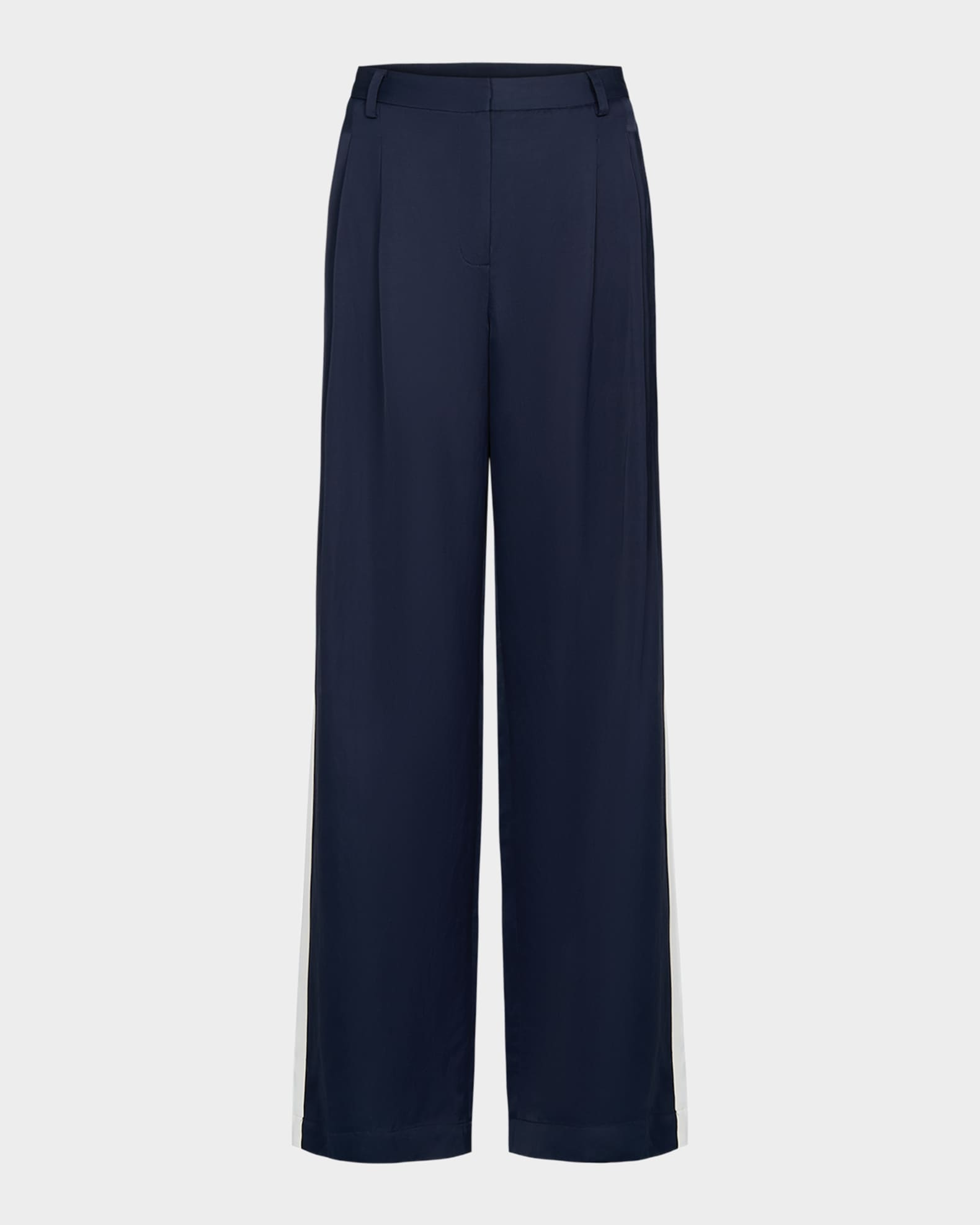TWP Sulli Pants with Tux Stripes in Coated Viscose Linen | Neiman Marcus