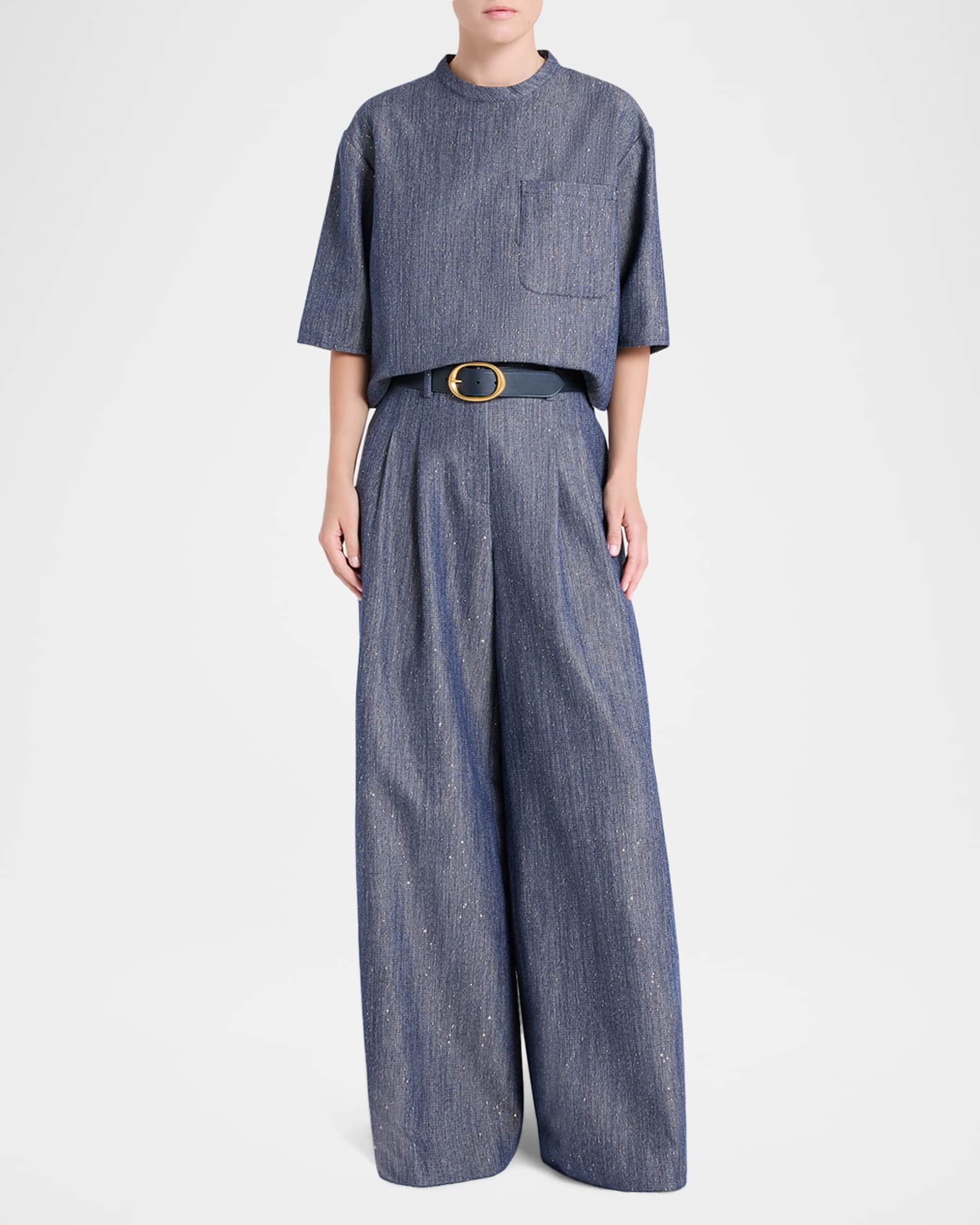 TWP Ex T Sequined Denim Top | Neiman Marcus