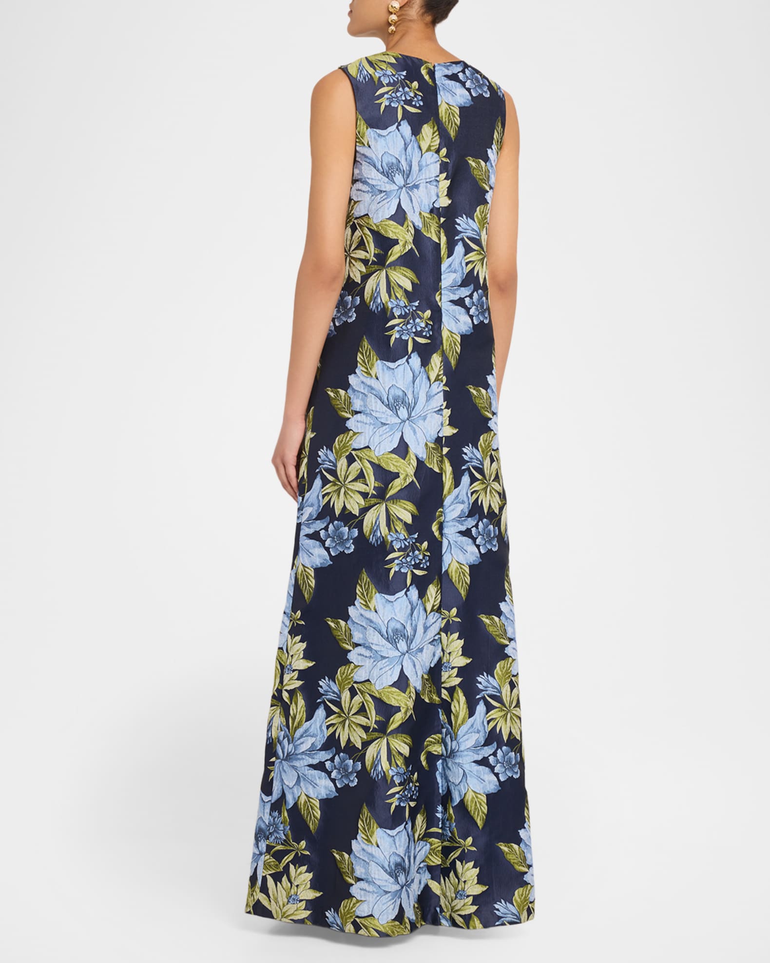 Aidan Mattox Sleeveless Beaded Floral Jacquard Gown | Neiman Marcus