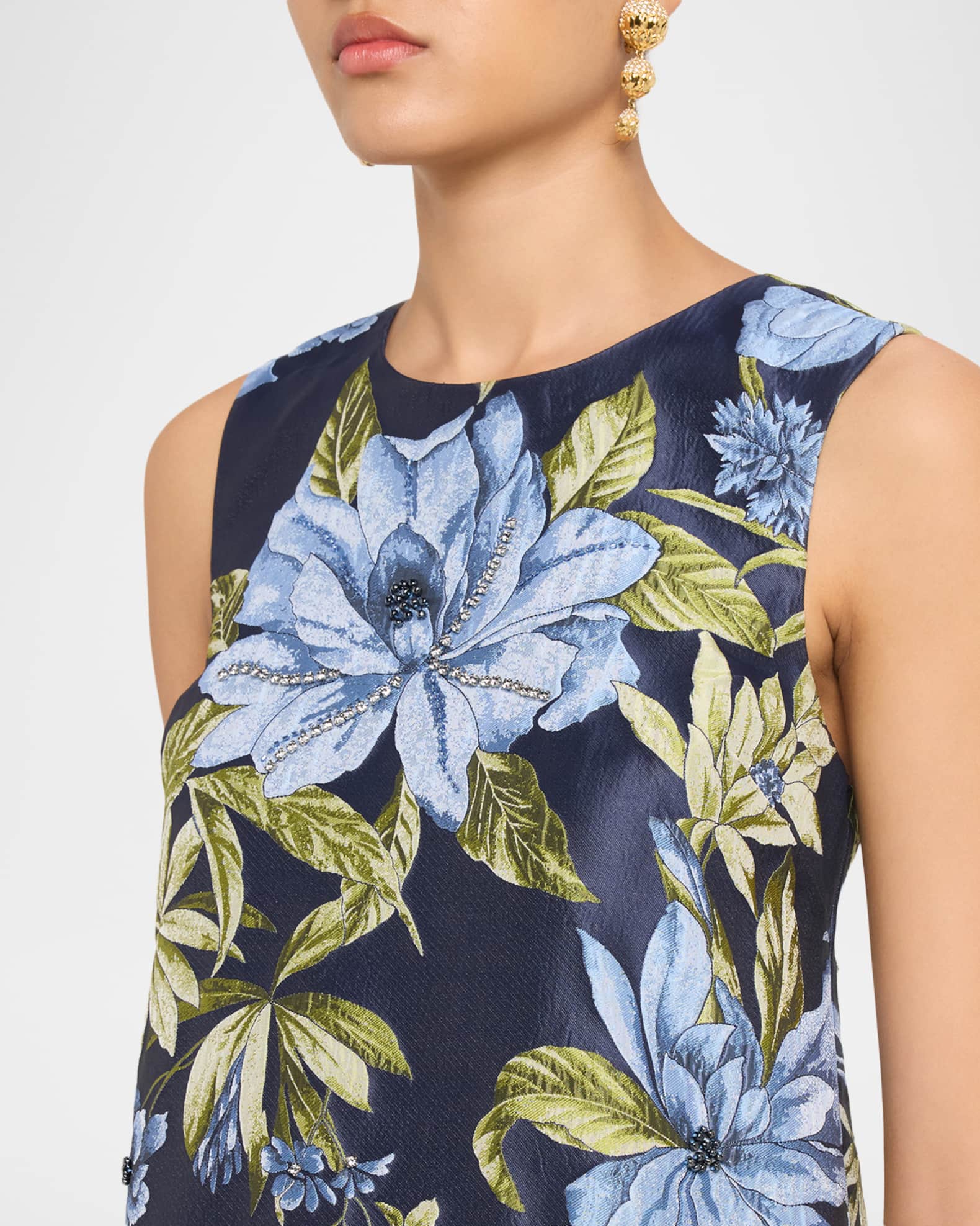 Aidan Mattox Sleeveless Beaded Floral Jacquard Gown | Neiman Marcus