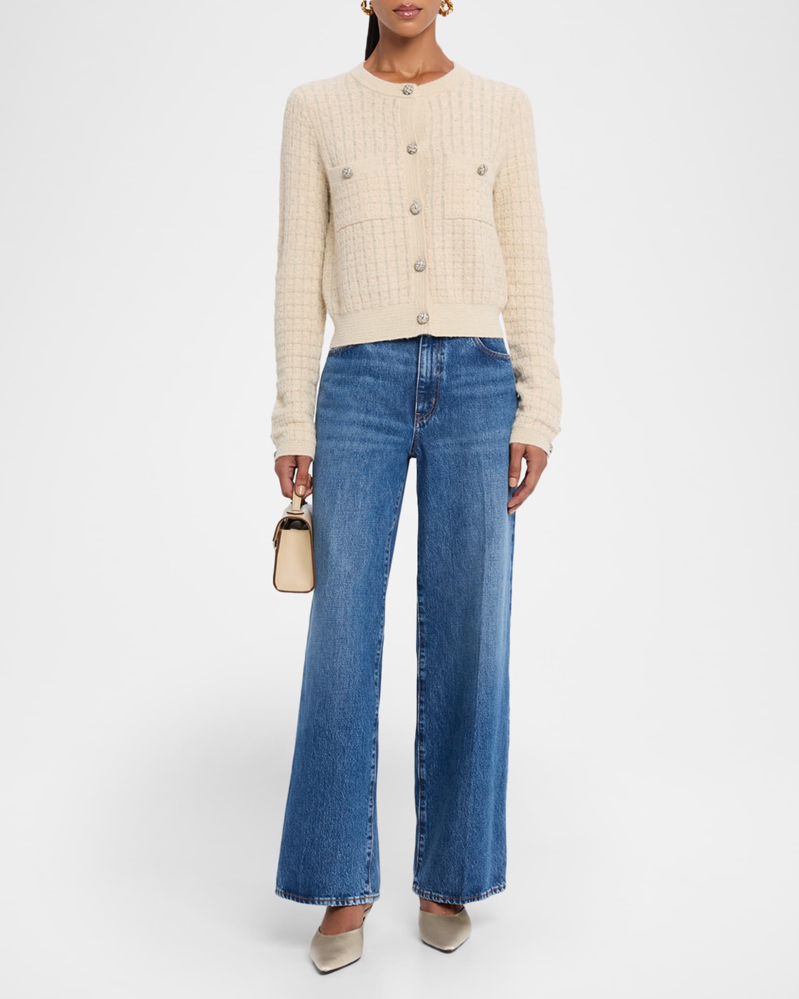 FRAME The Lurex Check Cardigan | Neiman Marcus