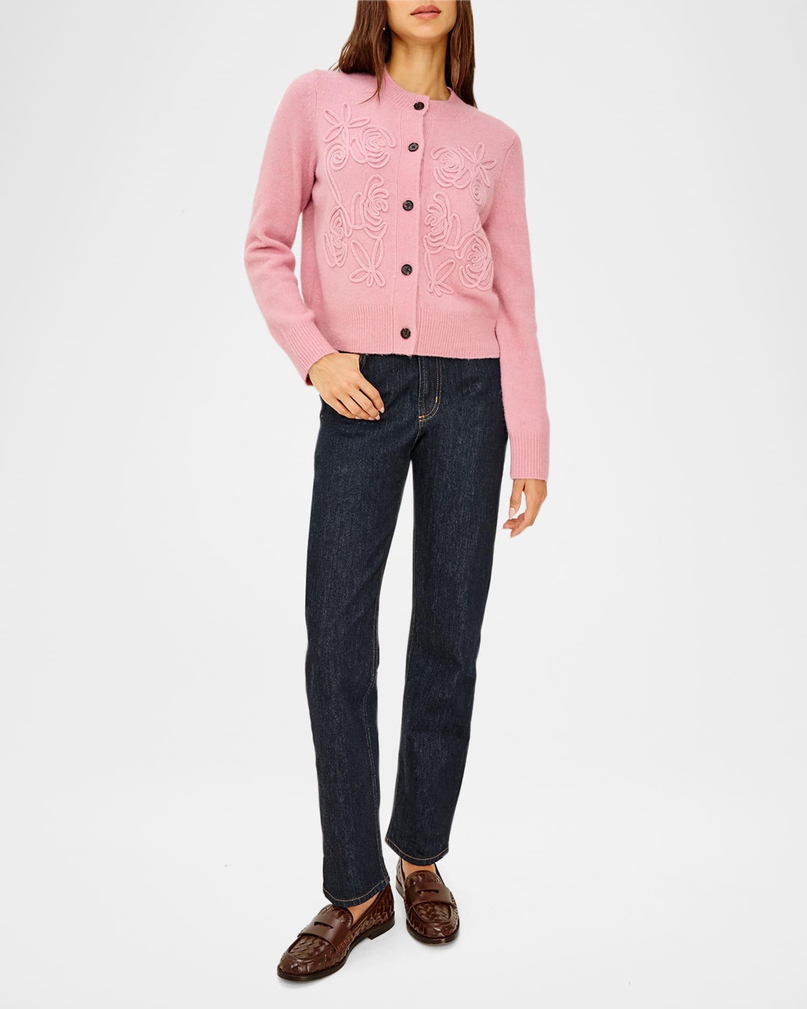 Rails Coralee Rosette Alpaca-Blend Cardigan | Neiman Marcus