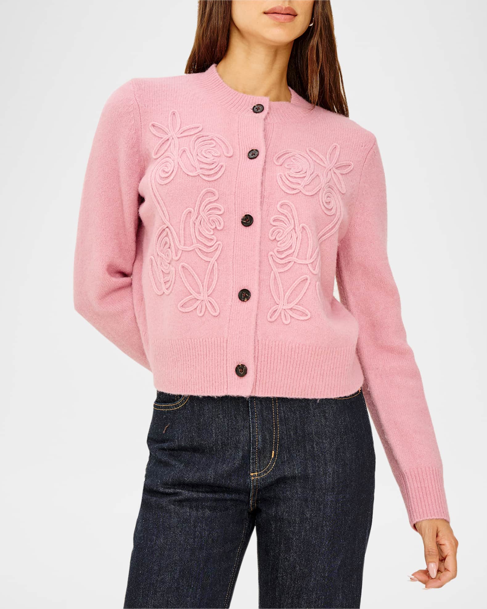 Rails Coralee Rosette Alpaca-Blend Cardigan | Neiman Marcus