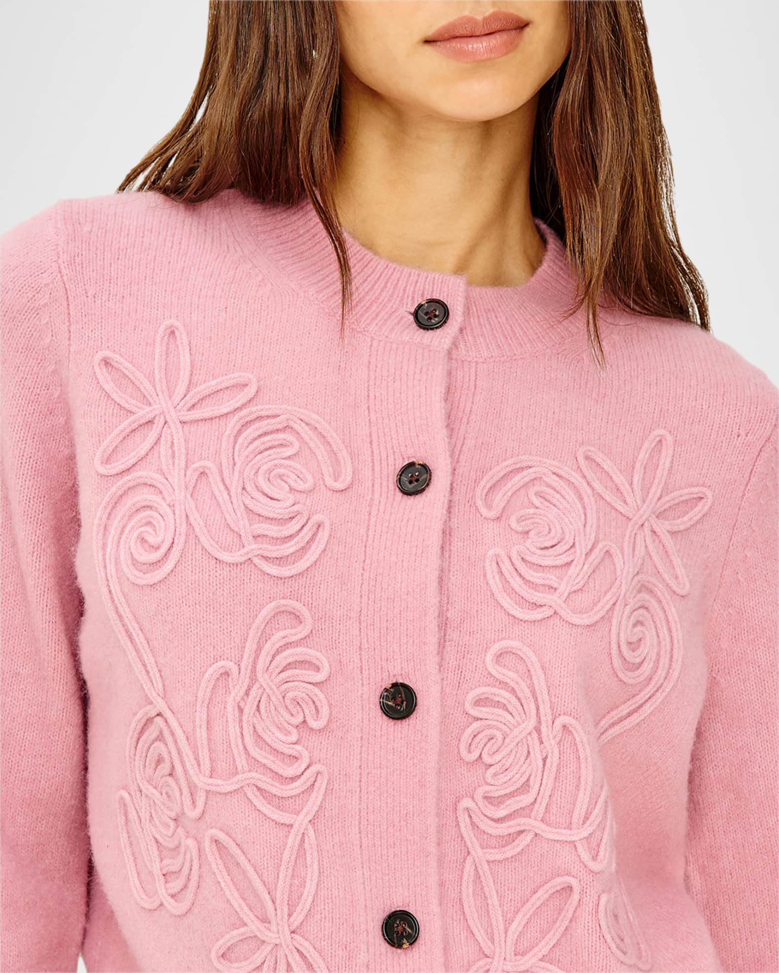 Rails Coralee Rosette Alpaca-Blend Cardigan | Neiman Marcus