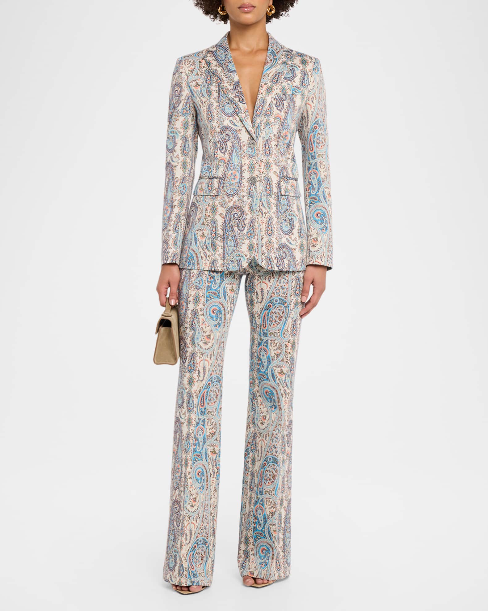 Etro Single-Breasted Paisley Jacquard Fitted Jacket | Neiman Marcus