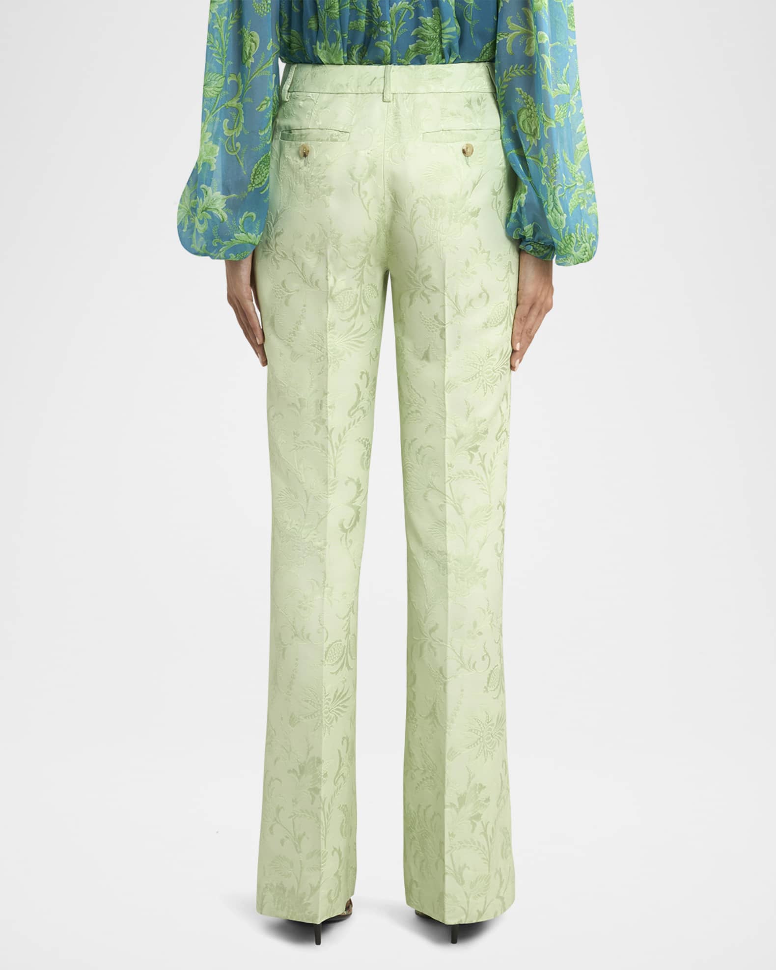 Etro Floral Jacquard Straight-Leg Trousers | Neiman Marcus