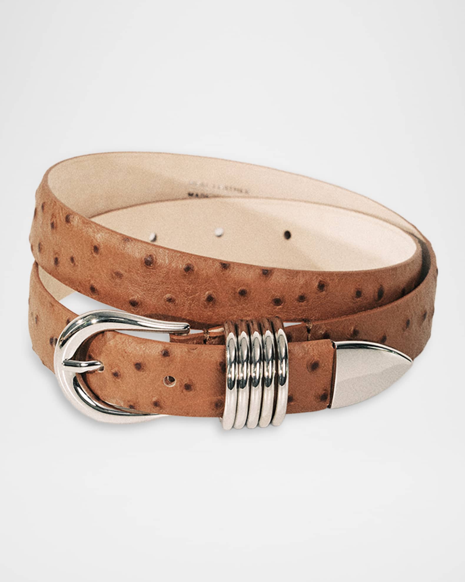 Dehanche Hollyhock Ostrich-Embossed Leather Belt | Neiman Marcus