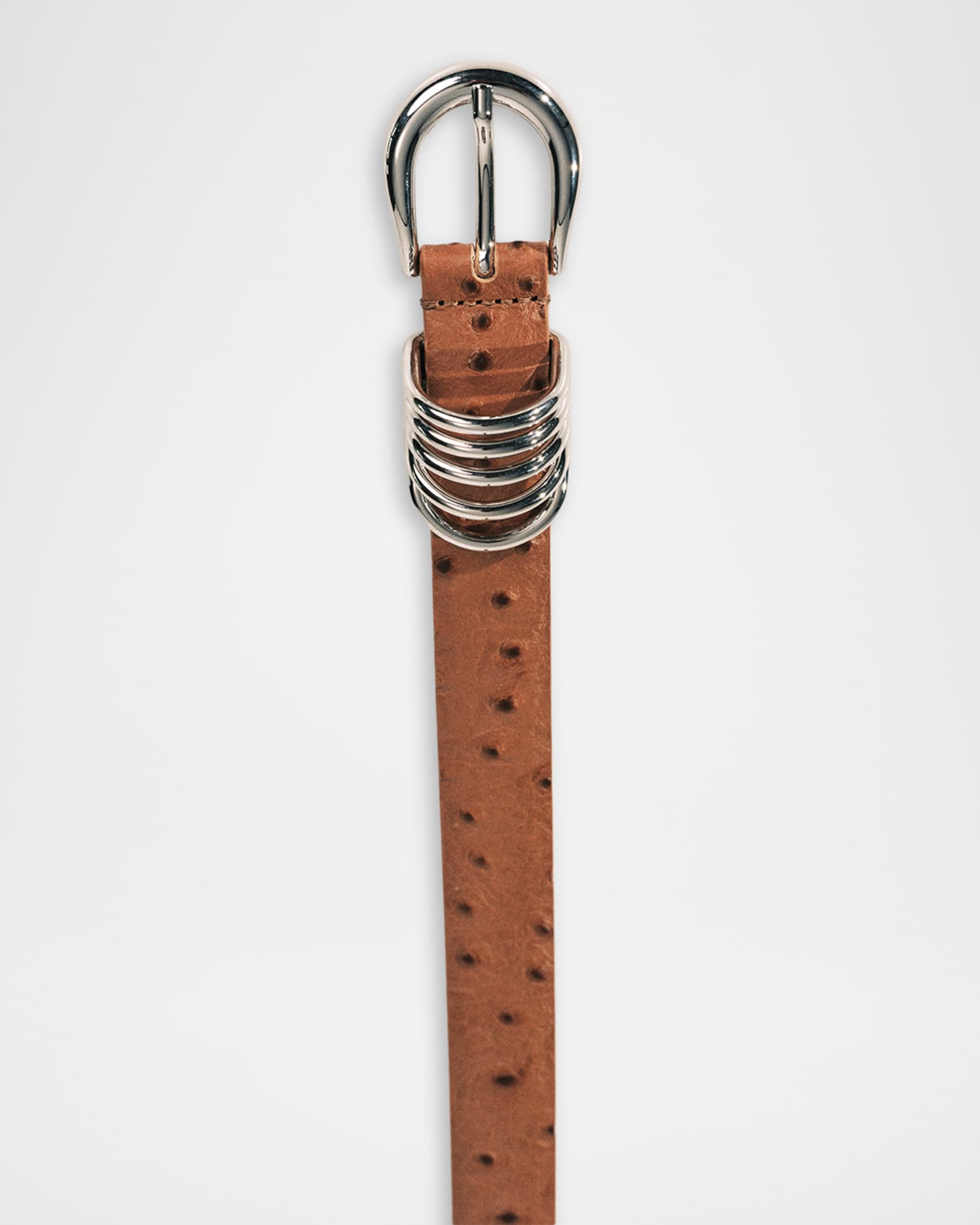 Dehanche Hollyhock Ostrich-Embossed Leather Belt | Neiman Marcus