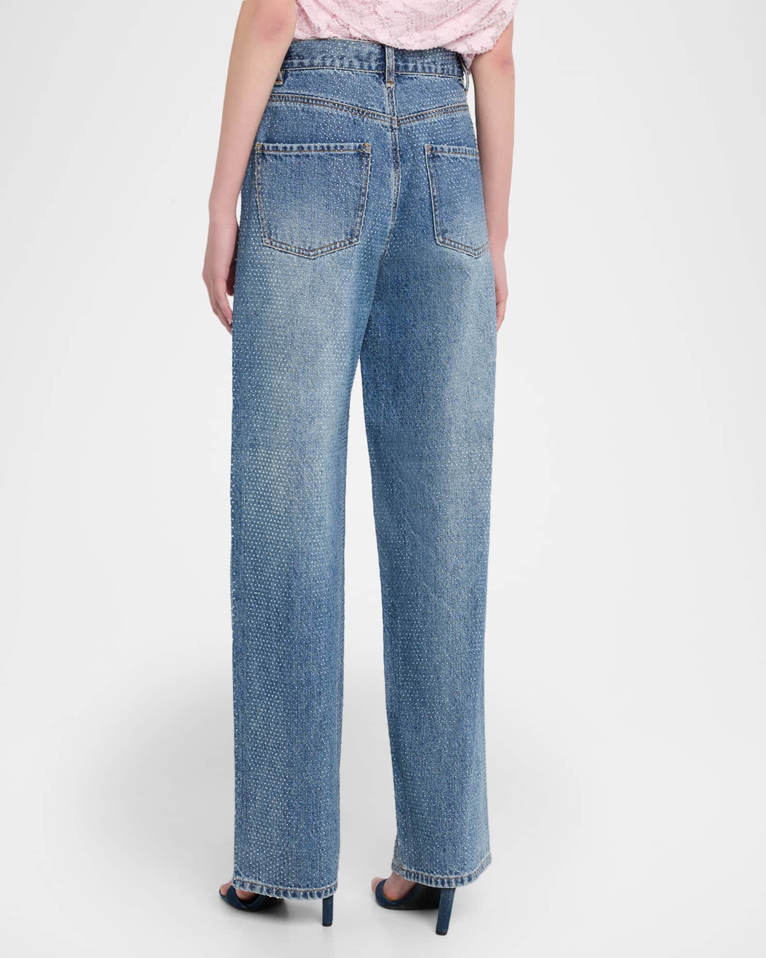 Self-Portrait Rhinestone Straight-Leg Jeans | Neiman Marcus