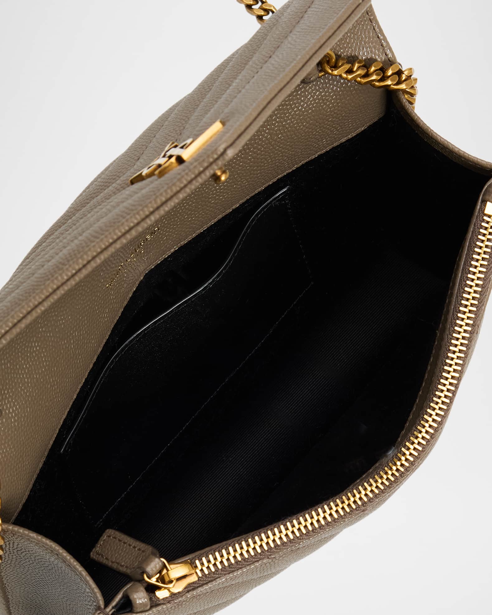 Saint Laurent YSL Quilted Crossbody Bag in Pebbled Leather | Neiman Marcus
