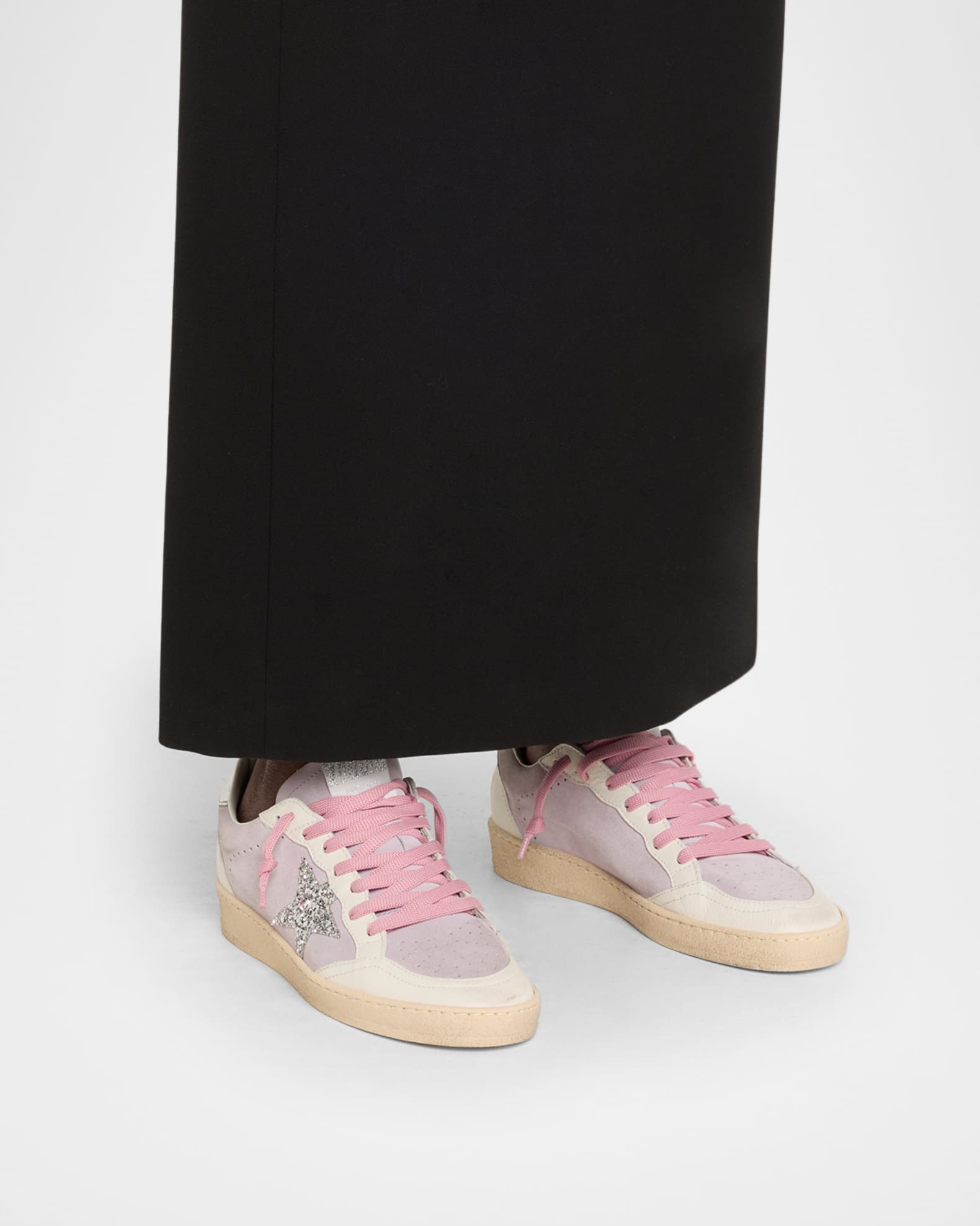 Golden Goose Ball Star Leather Glitter Low-Top Sneakers | Neiman Marcus