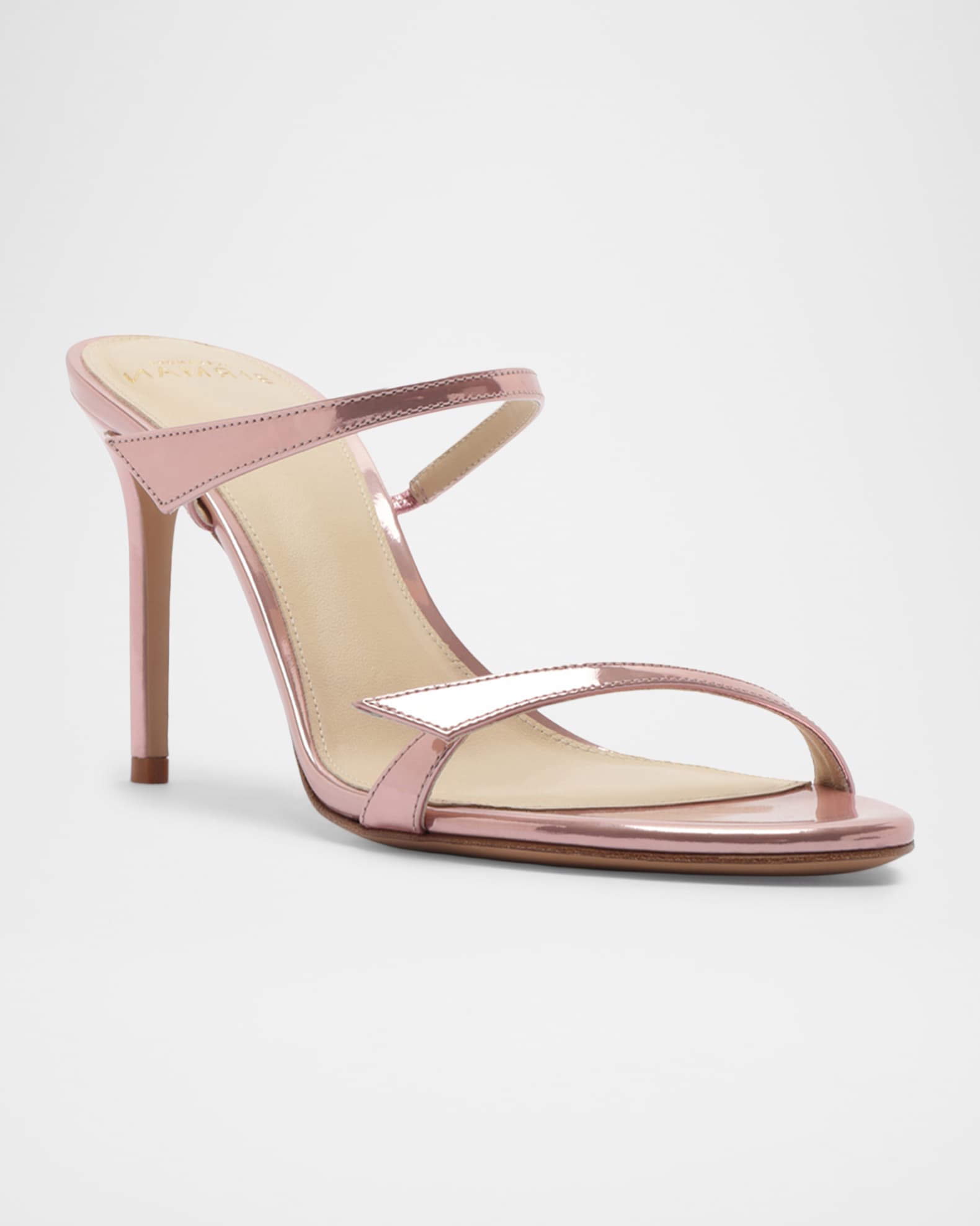 Alexandre Birman 85mm Tita Metallic Leather Mule Sandals | Neiman Marcus