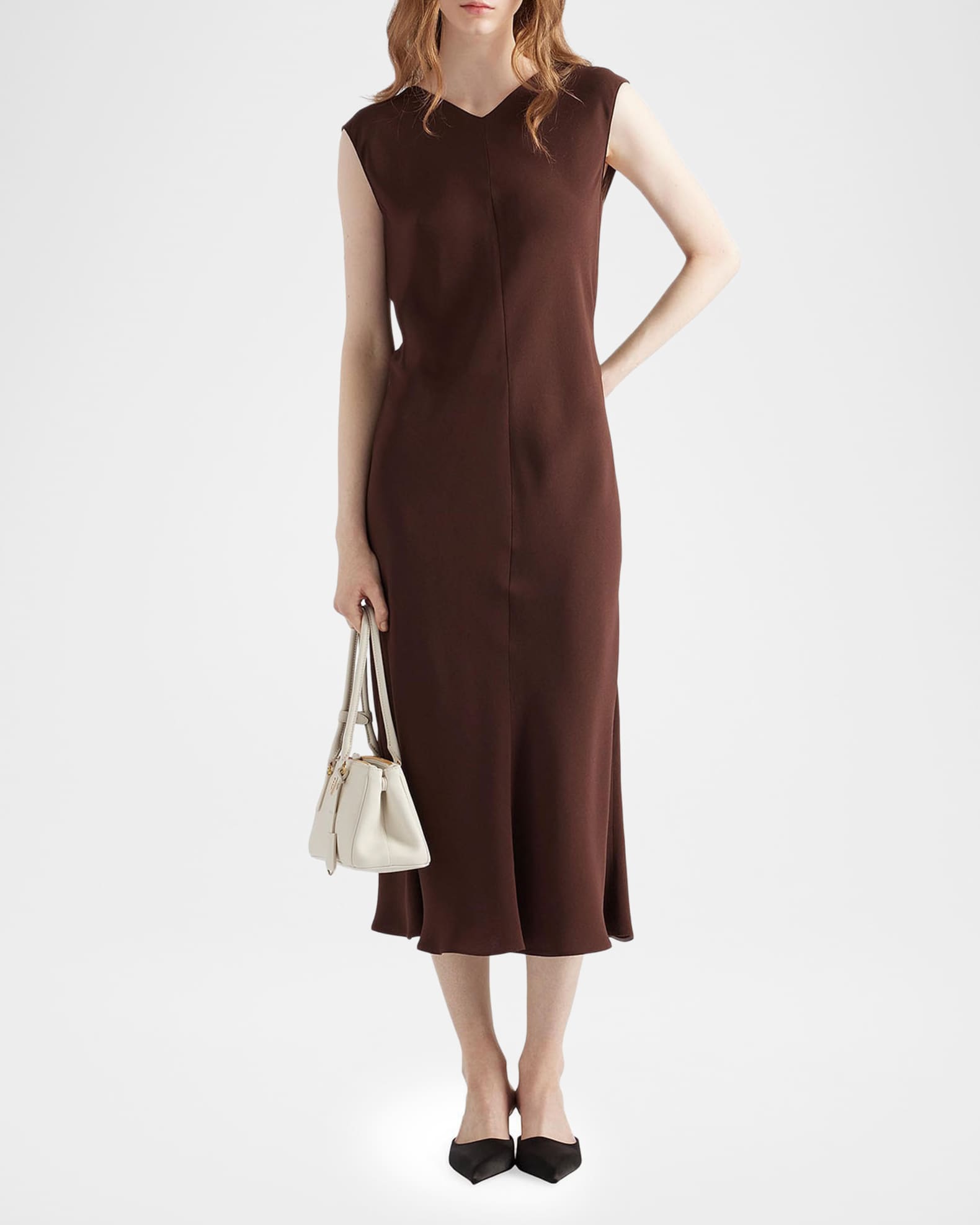 Prada Satin Crepe Midi Dress | Neiman Marcus