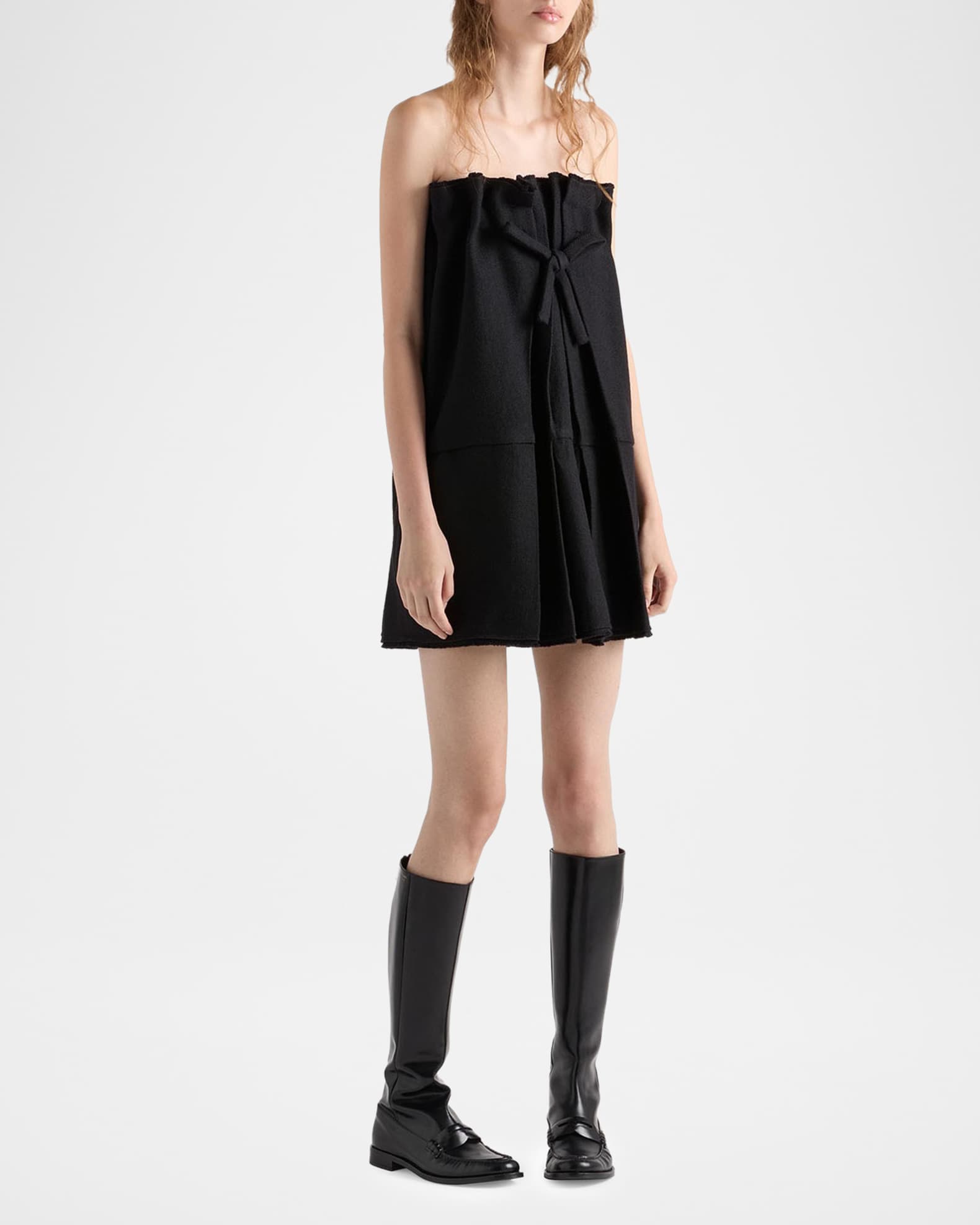 Prada Short Chevron Wool Dress | Neiman Marcus