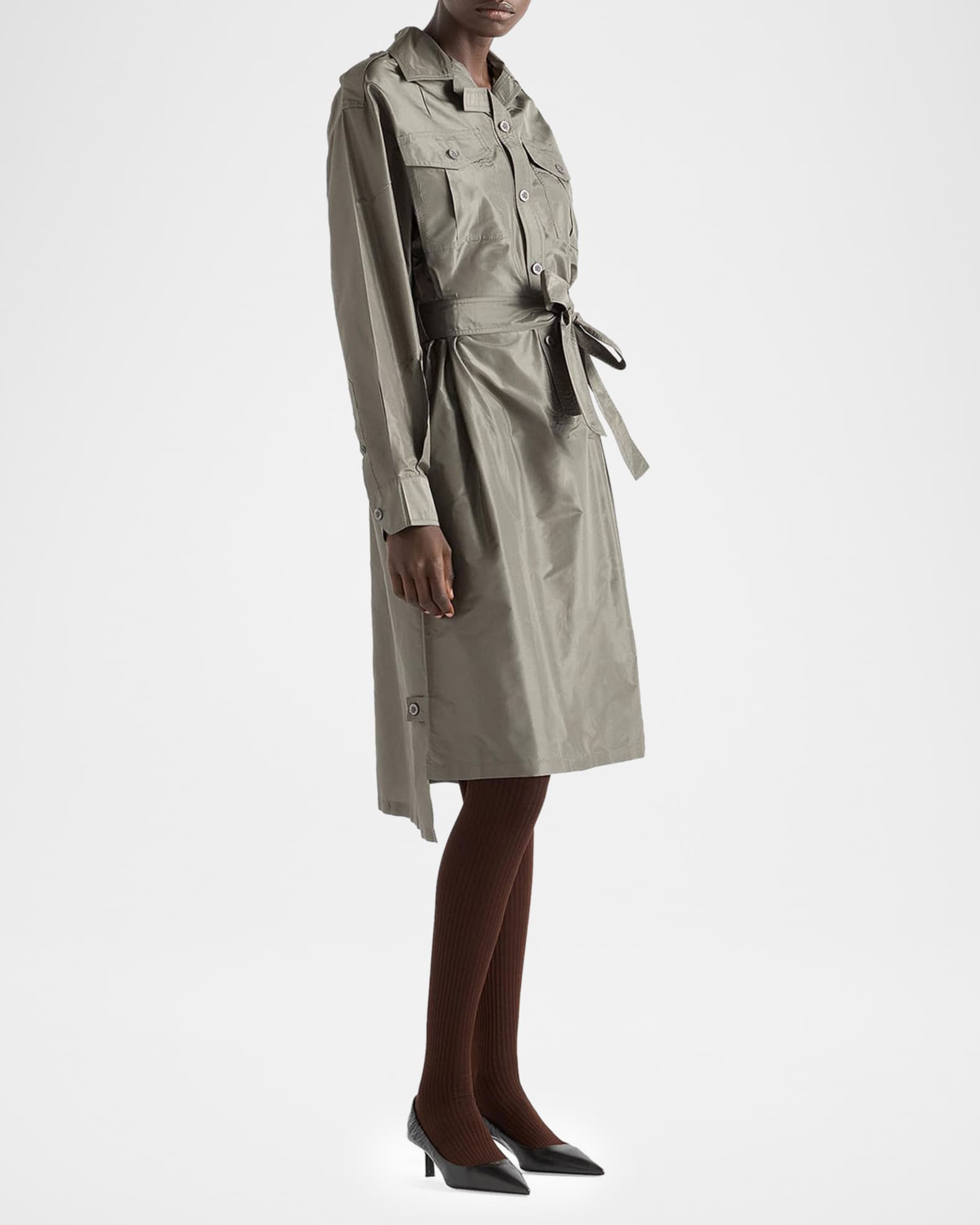 Prada Long Sleeve Taffeta Dress | Neiman Marcus