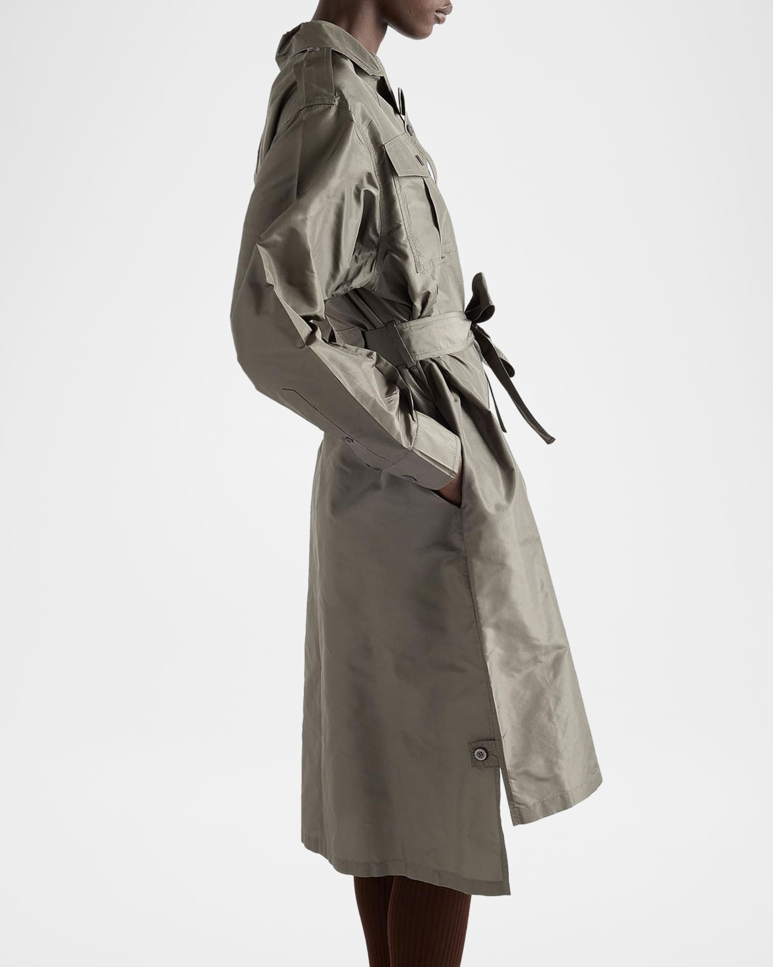 Prada Long Sleeve Taffeta Dress | Neiman Marcus