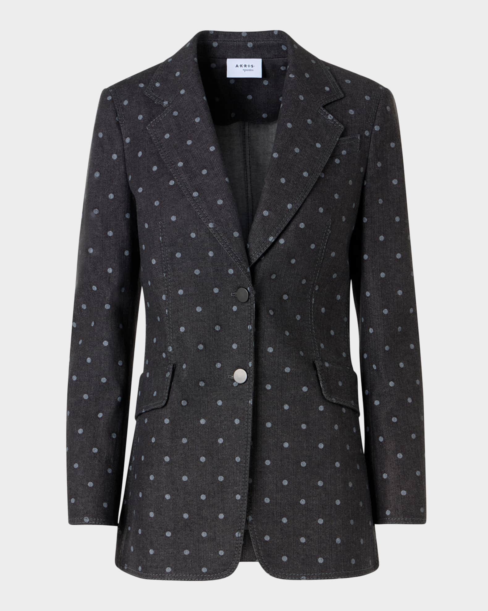 Akris punto Polka-Dot Stretch Denim Single-Breasted Jacket | Neiman Marcus