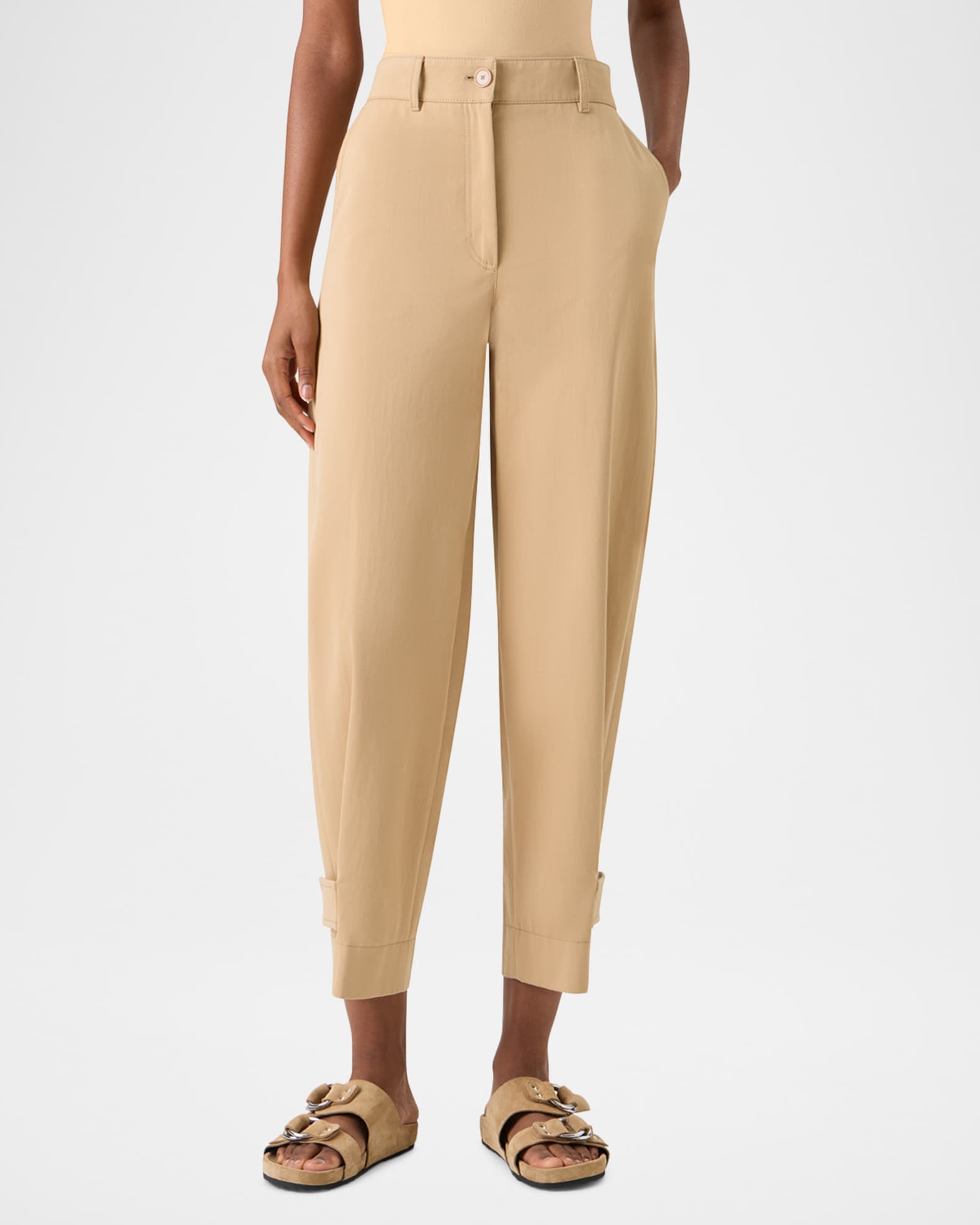 Akris punto Fraser Cotton Gabardine Barrel-Leg Ankle Pants | Neiman Marcus