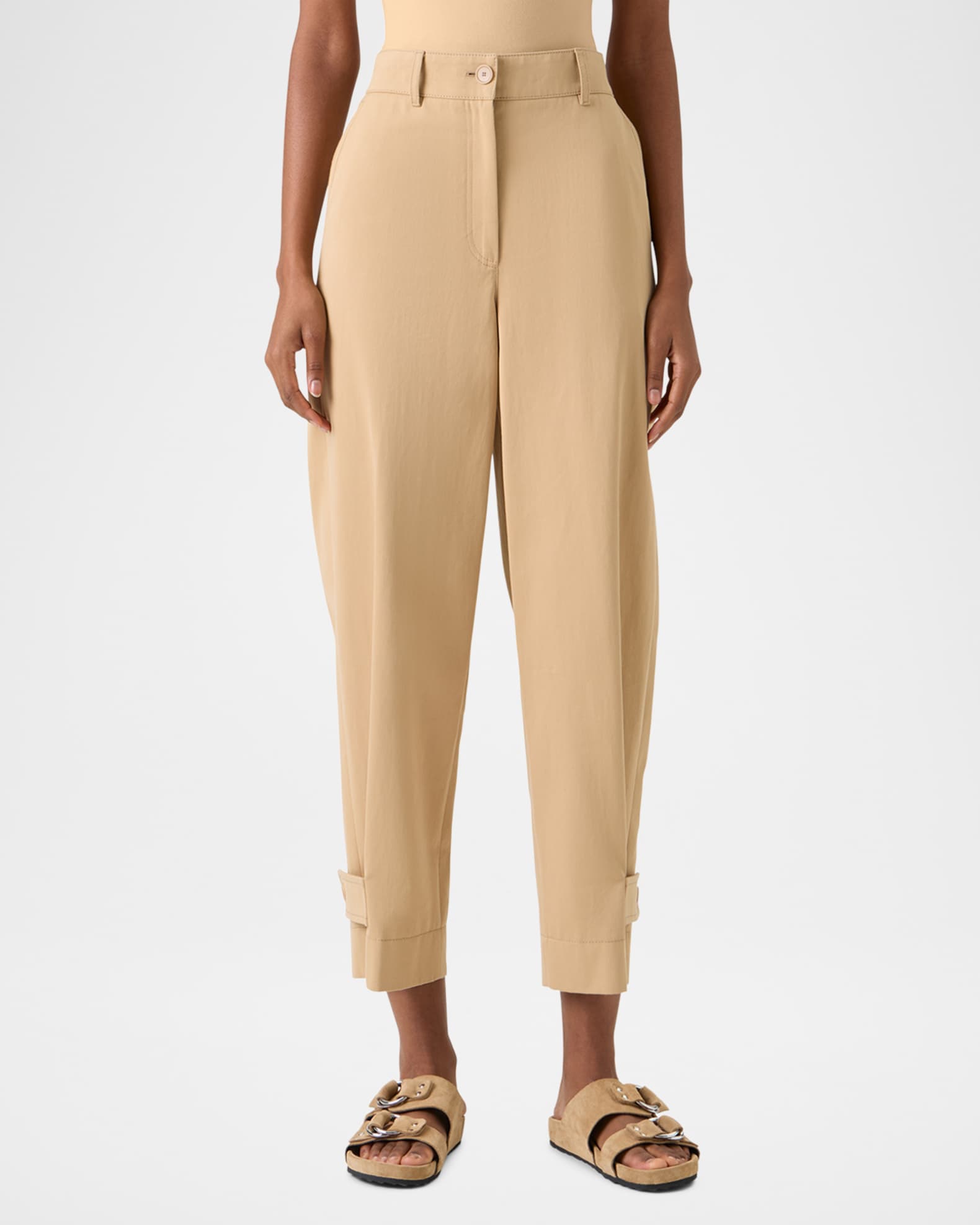 Akris punto Fraser Cotton Gabardine Barrel-Leg Ankle Pants | Neiman Marcus