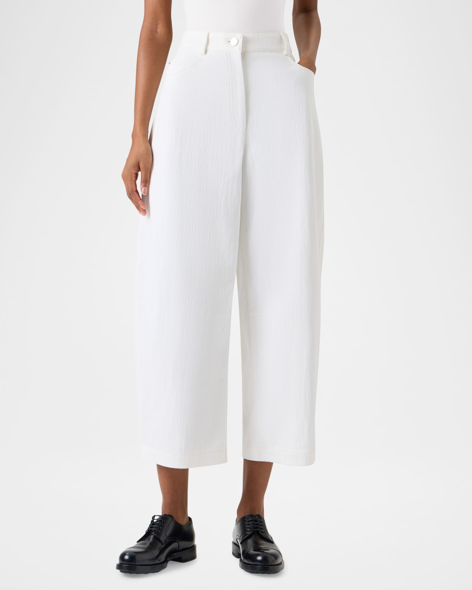 Akris punto High-Rise Barrel-Leg Ankle Pants | Neiman Marcus