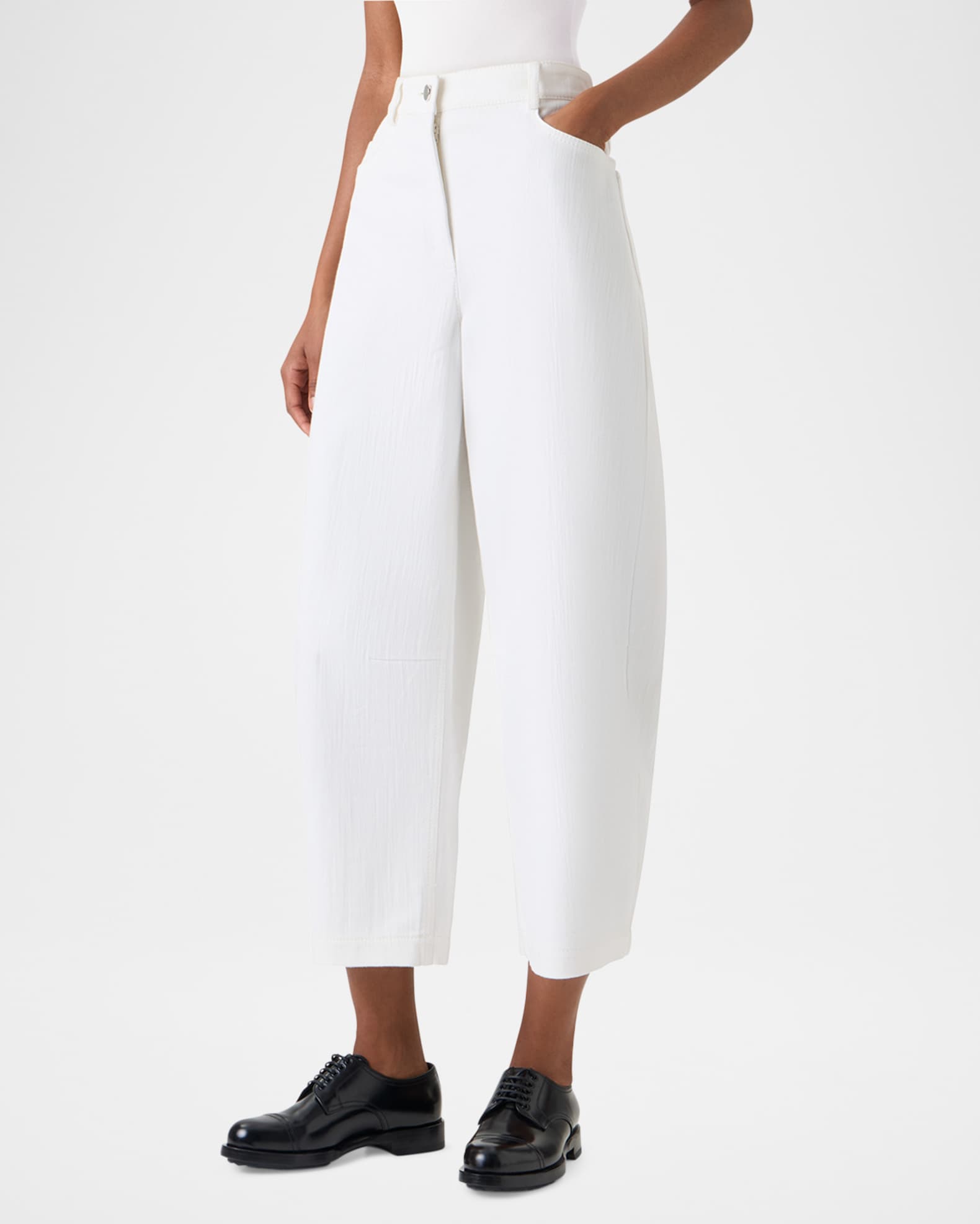 Akris punto High-Rise Barrel-Leg Ankle Pants | Neiman Marcus