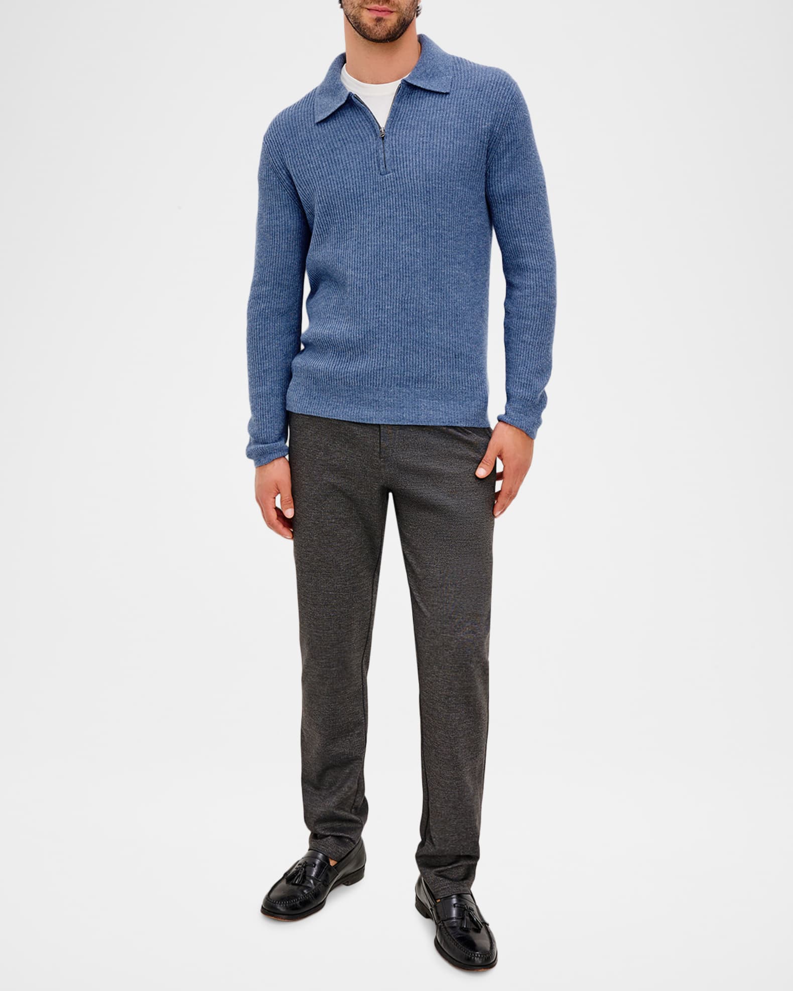 Rails Men's Monty Wool Rib Quarter-Zip Sweater | Neiman Marcus