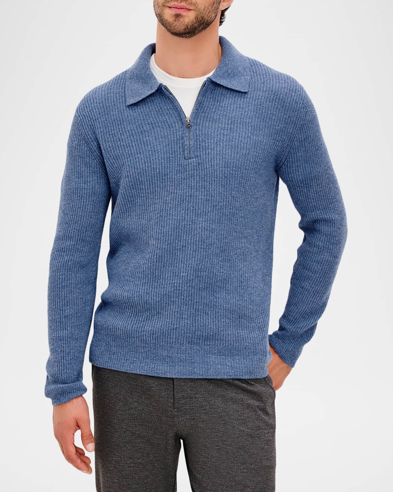 Rails Men's Monty Wool Rib Quarter-Zip Sweater | Neiman Marcus