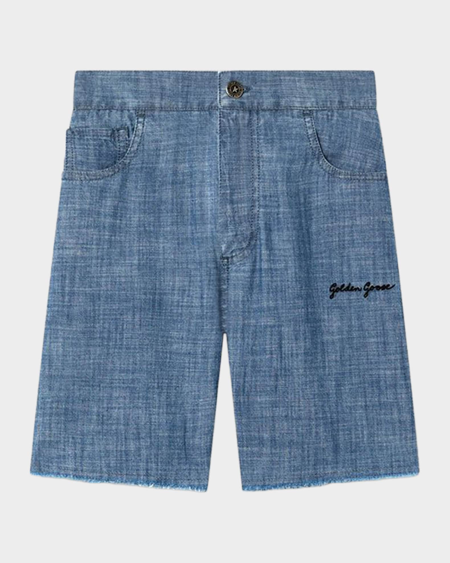 Golden Goose Kid's Journey Embroidered Chambray Shorts, Size 6-12 ...