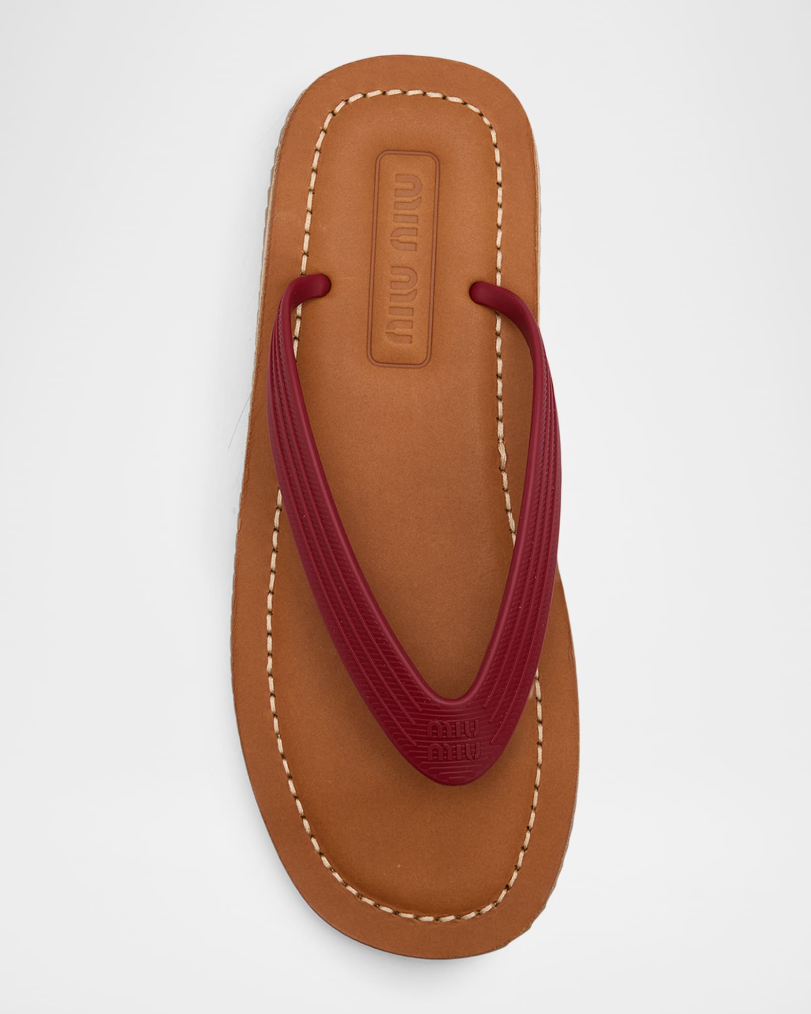 Miu Miu Logo Flat Thong Sandals | Neiman Marcus