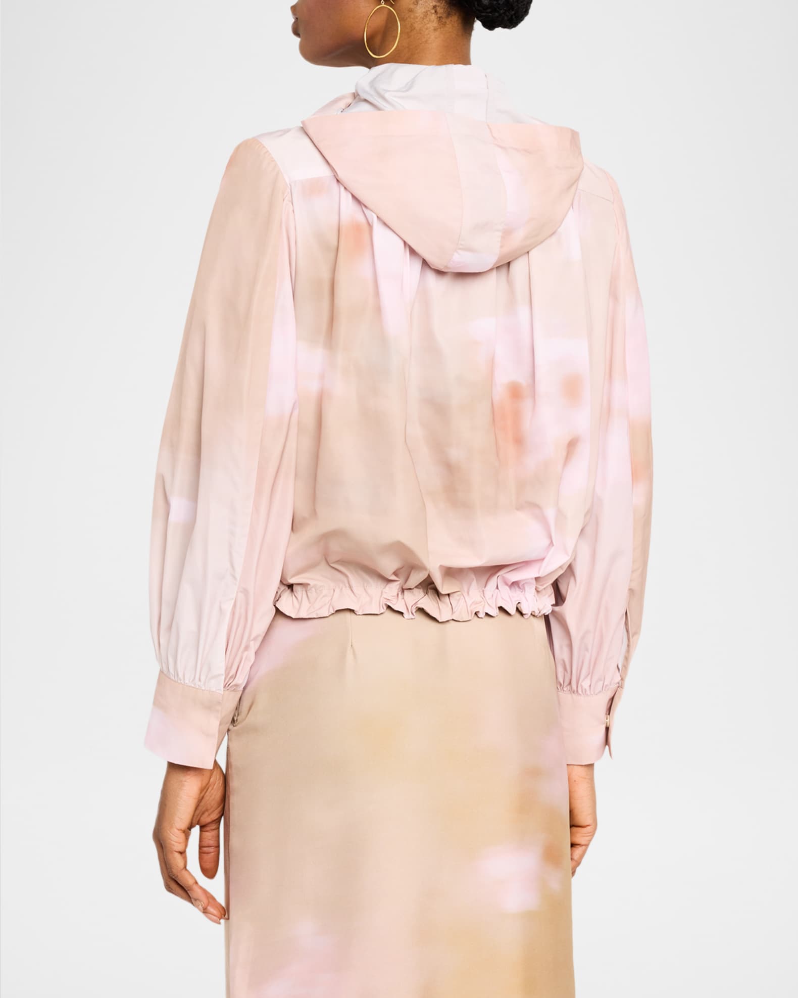 FABIANA FILIPPI Hooded Dappled-Print Taffeta Jacket | Neiman Marcus