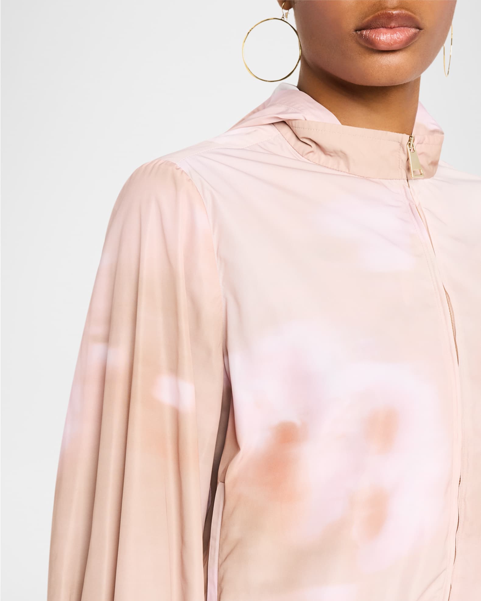 FABIANA FILIPPI Hooded Dappled-Print Taffeta Jacket | Neiman Marcus