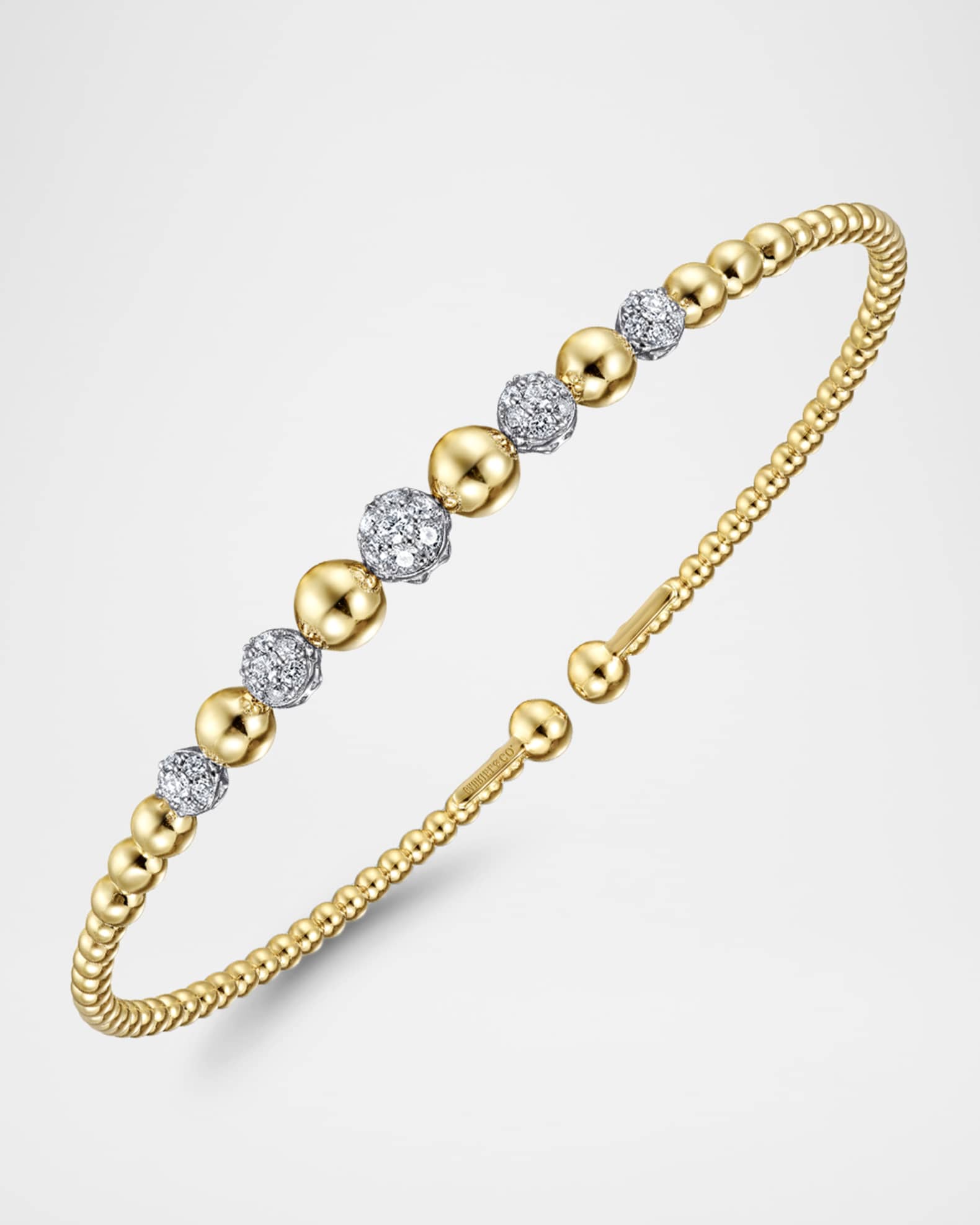 Gabriel & Co 14K Yellow and White Gold Bujukan Diamond Stations Bangle ...