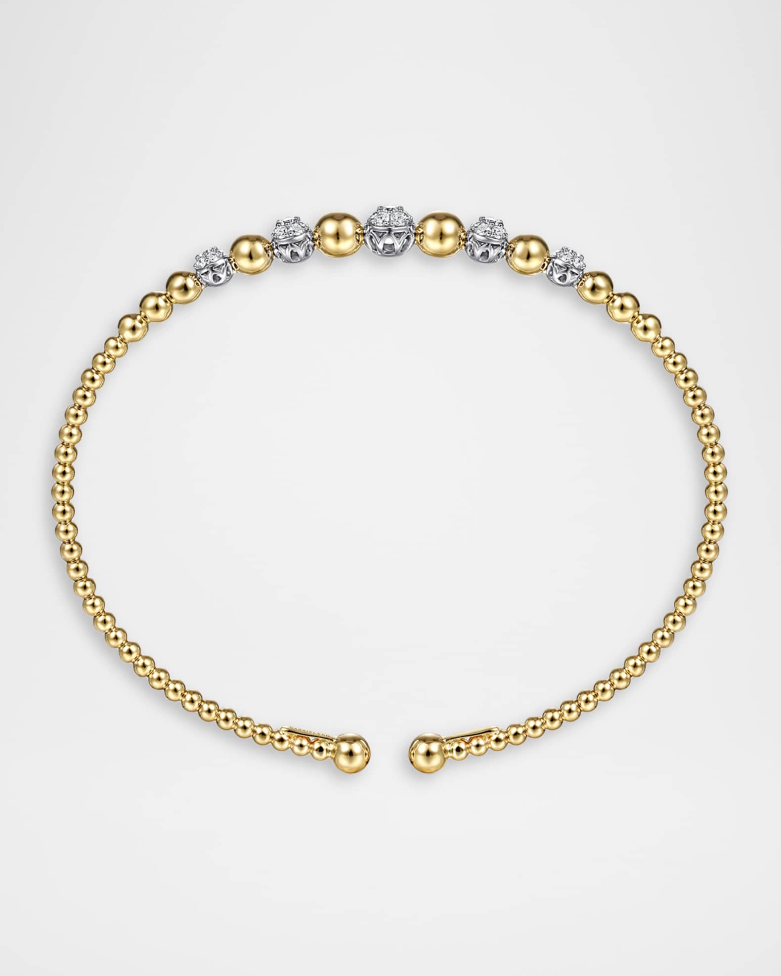 Gabriel & Co 14K Yellow and White Gold Bujukan Diamond Stations Bangle ...