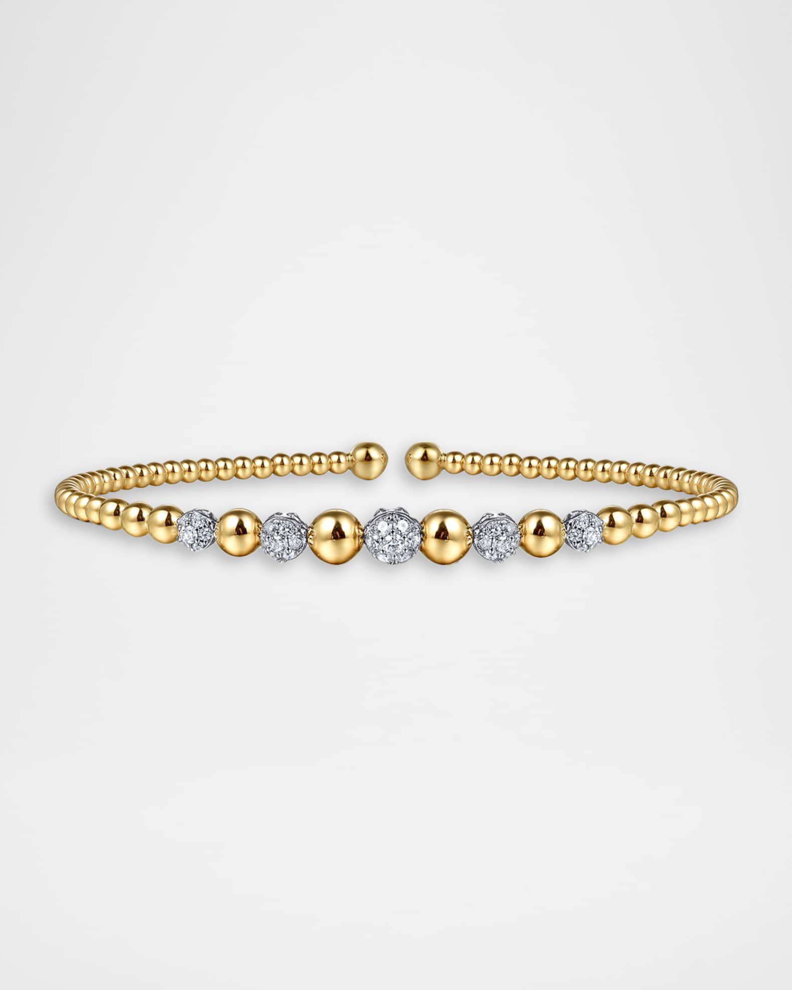 Gabriel & Co 14K Yellow and White Gold Bujukan Diamond Stations Bangle ...
